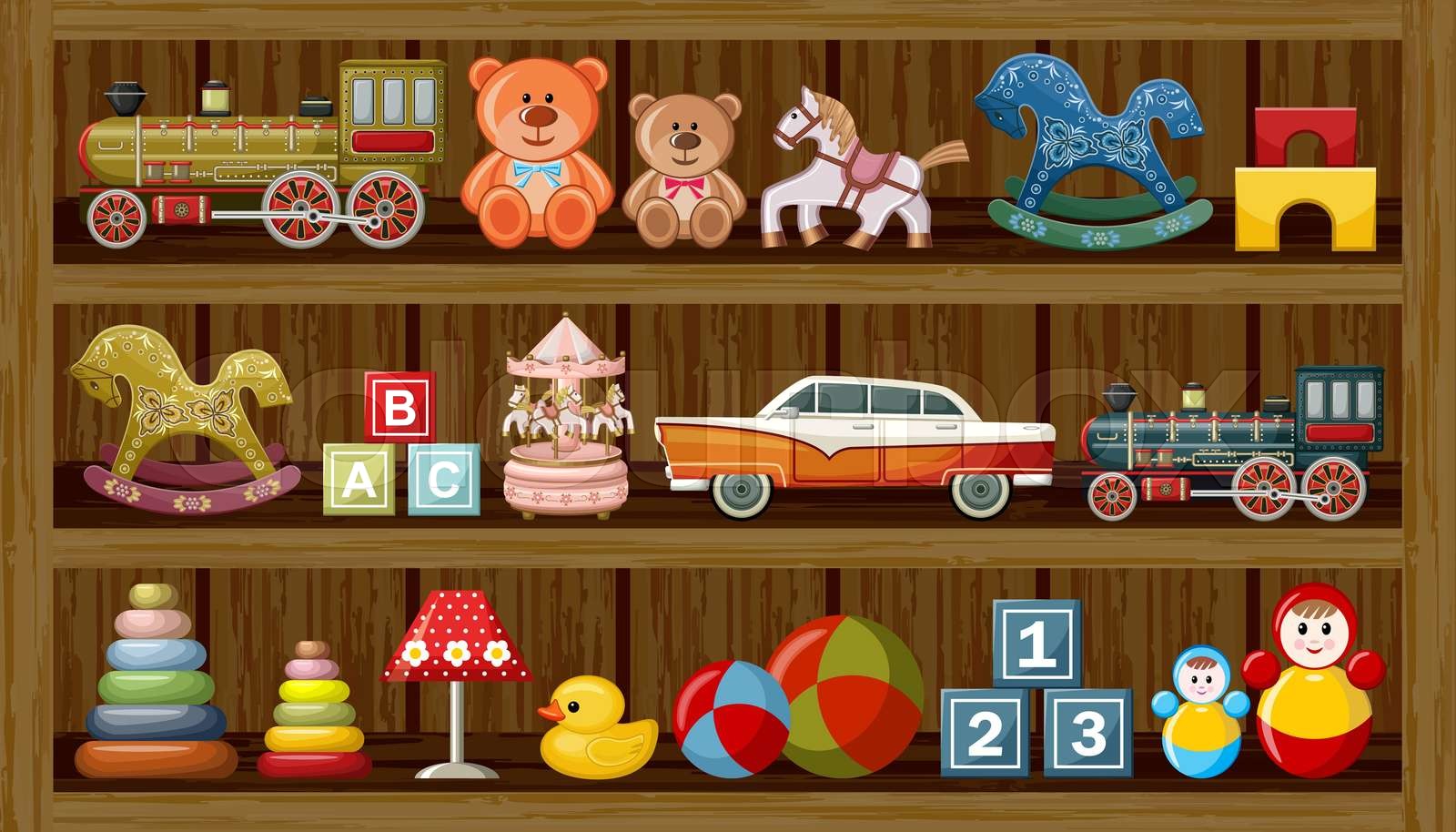 Shop of vintage toys. Vector | Stock vector | Colourbox