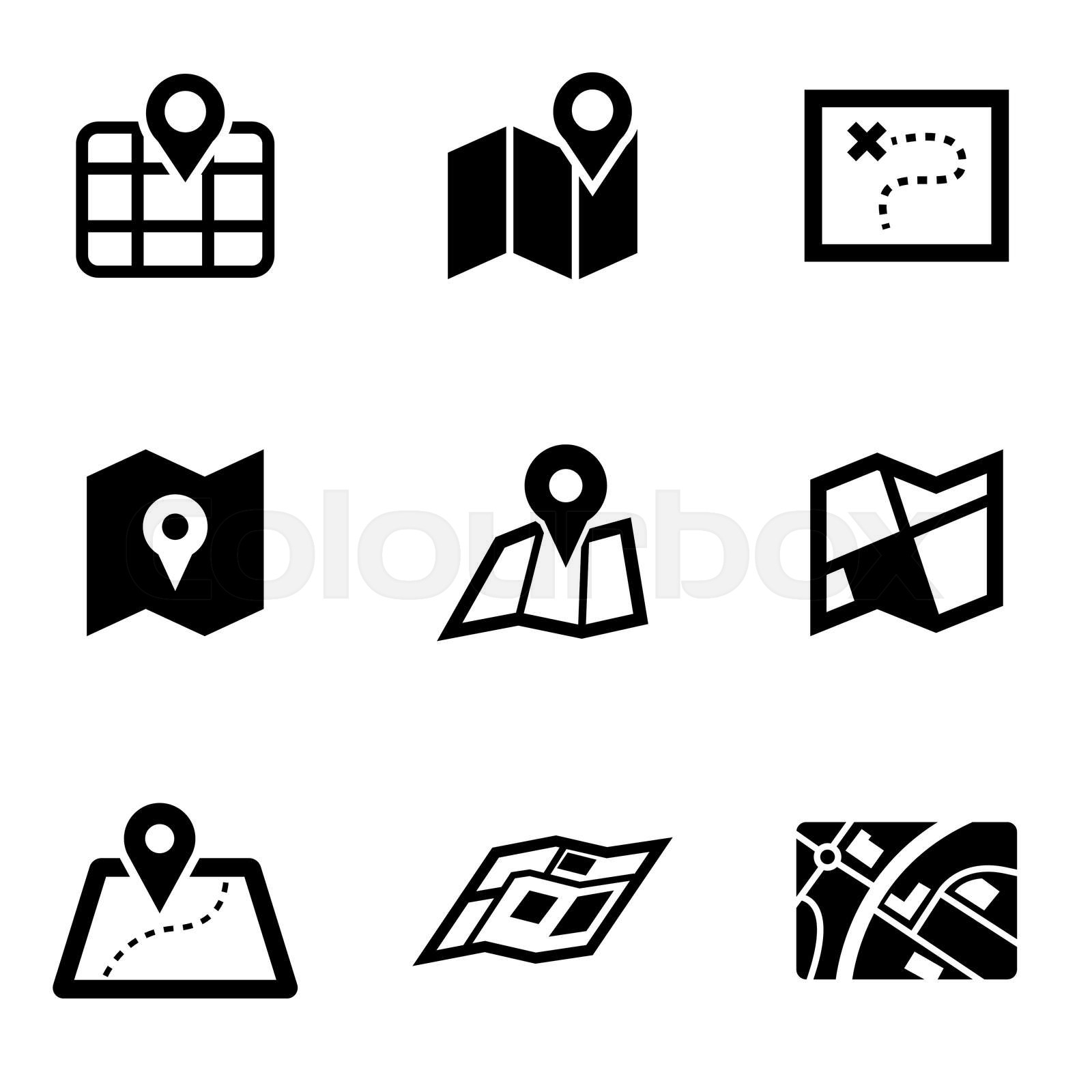 Vector black map icon set | Stock vector | Colourbox