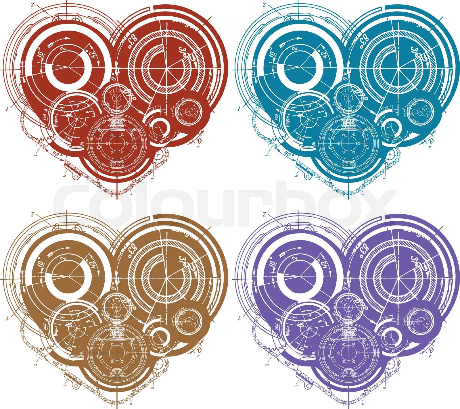 kunst illustration af hjerter med mange mekanismer | Stock vektor ...