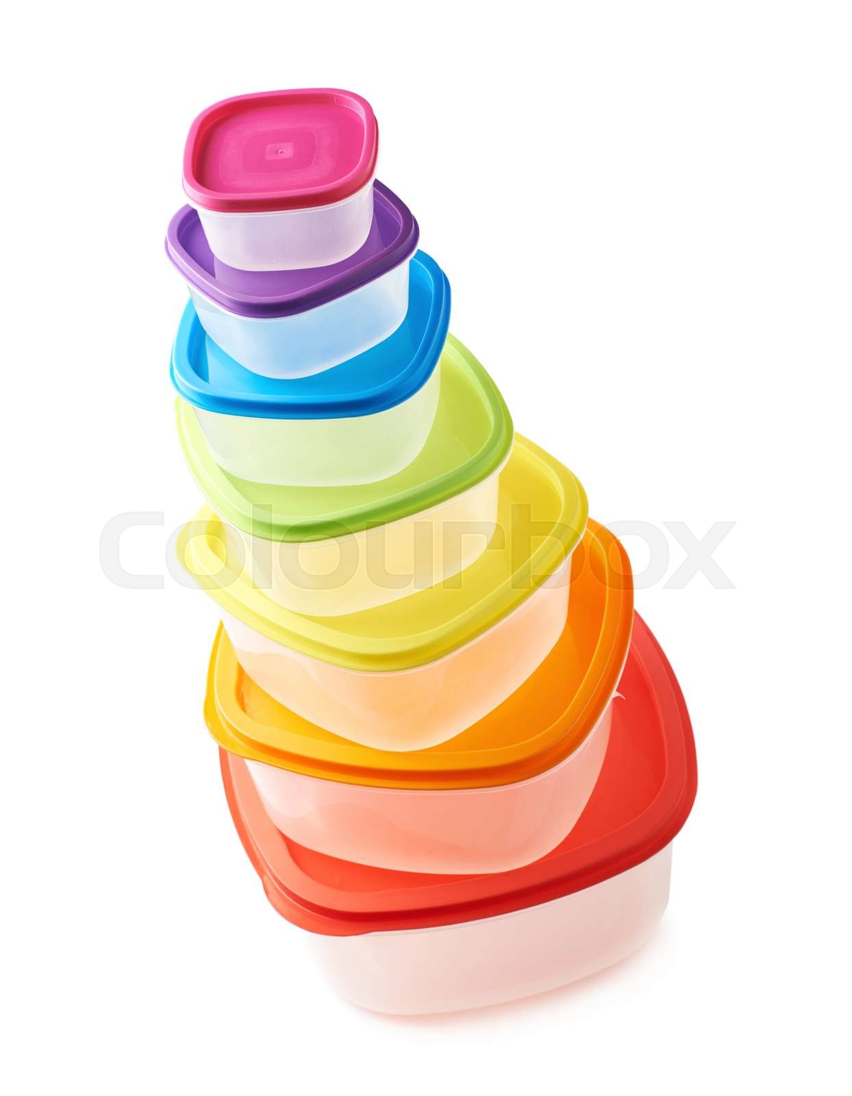 Pyramid of food containers isolated | Stock image | Colourbox