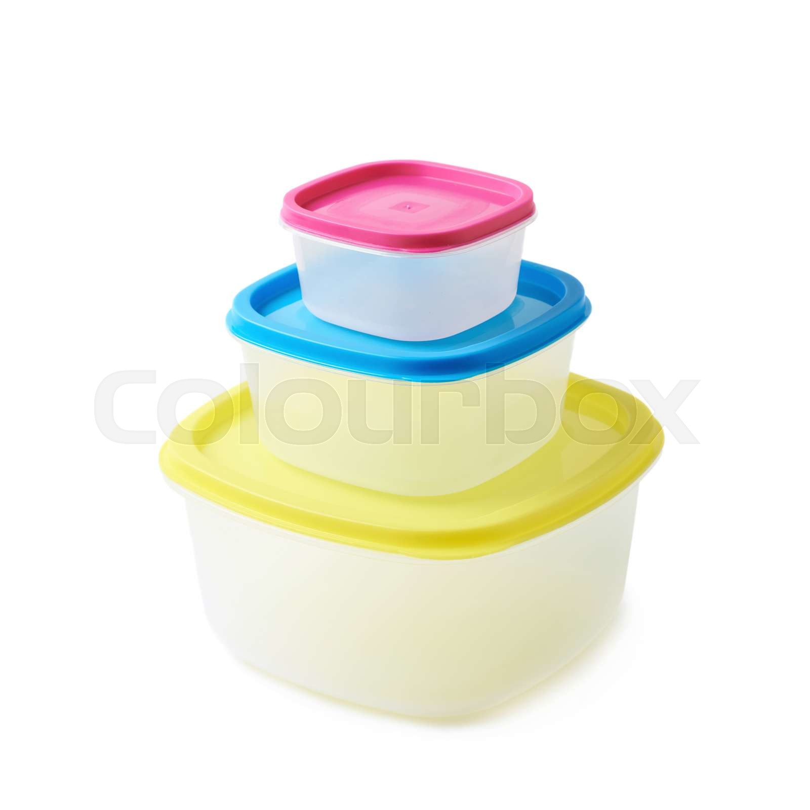 Pyramid of food containers isolated | Stock image | Colourbox