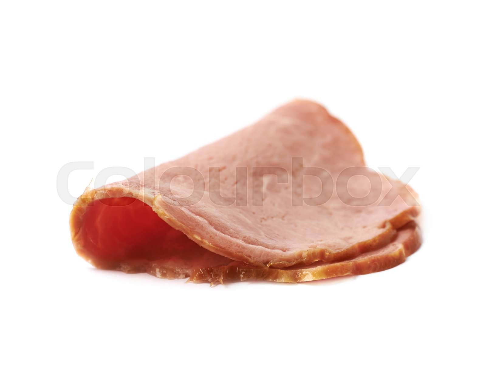 Single slice of ham isolated | Stock image | Colourbox