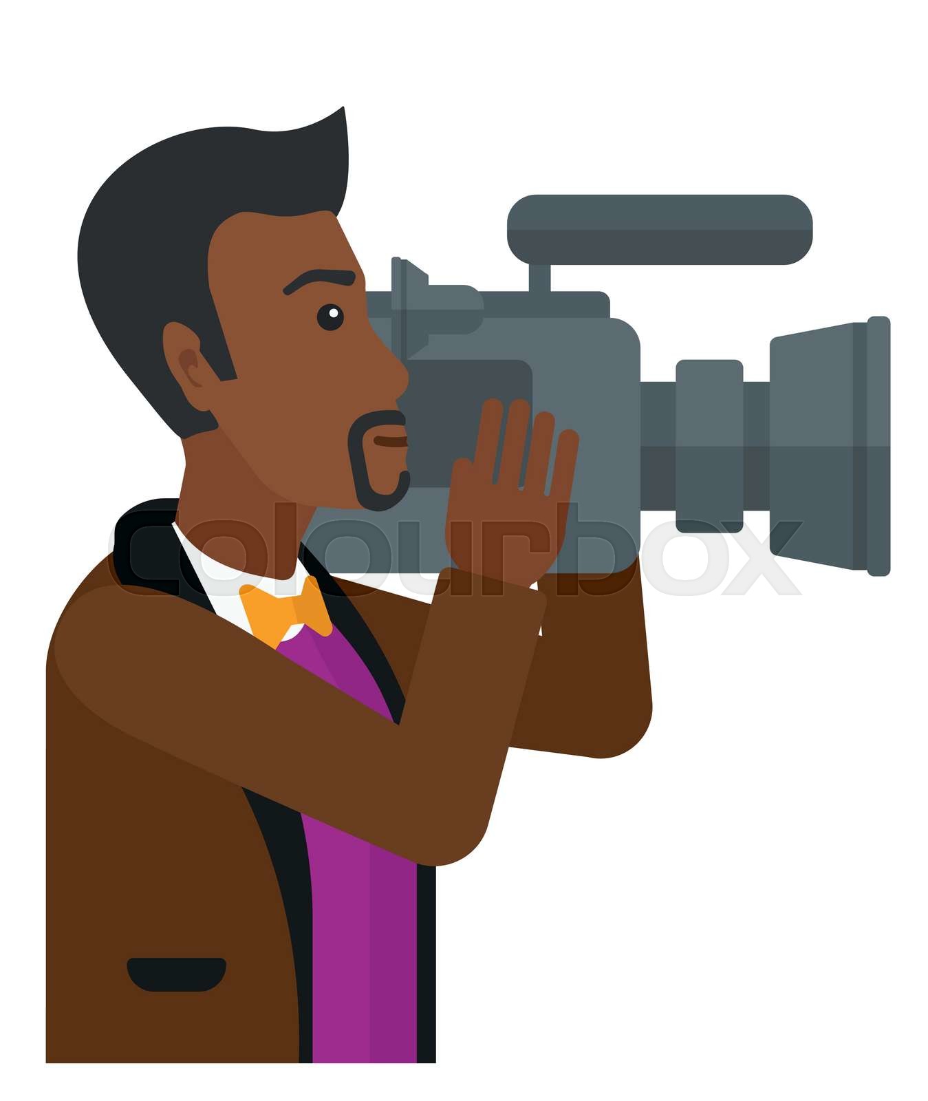Cameraman with video camera. | Stock vector | Colourbox
