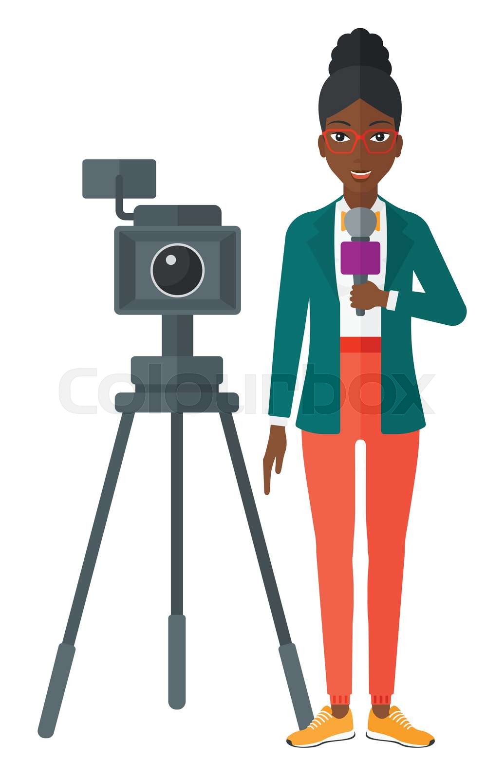 TV reporter working. | Stock vector | Colourbox
