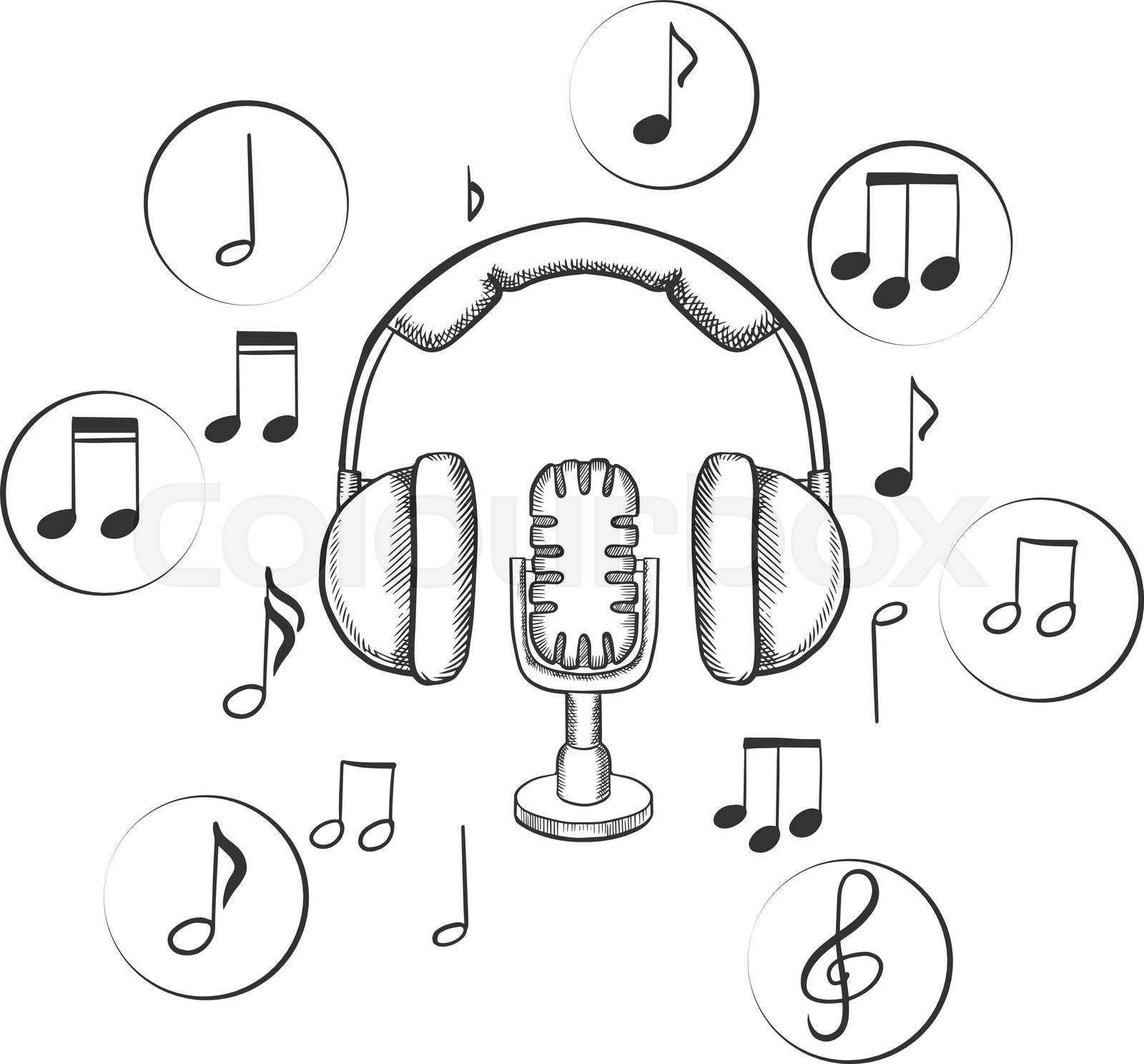 Music, sound and entertainment sketches | Stock vector | Colourbox