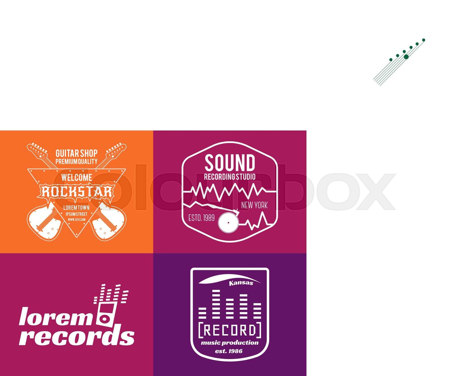 Vector music production logos set Musical label icons. Music insignia ...