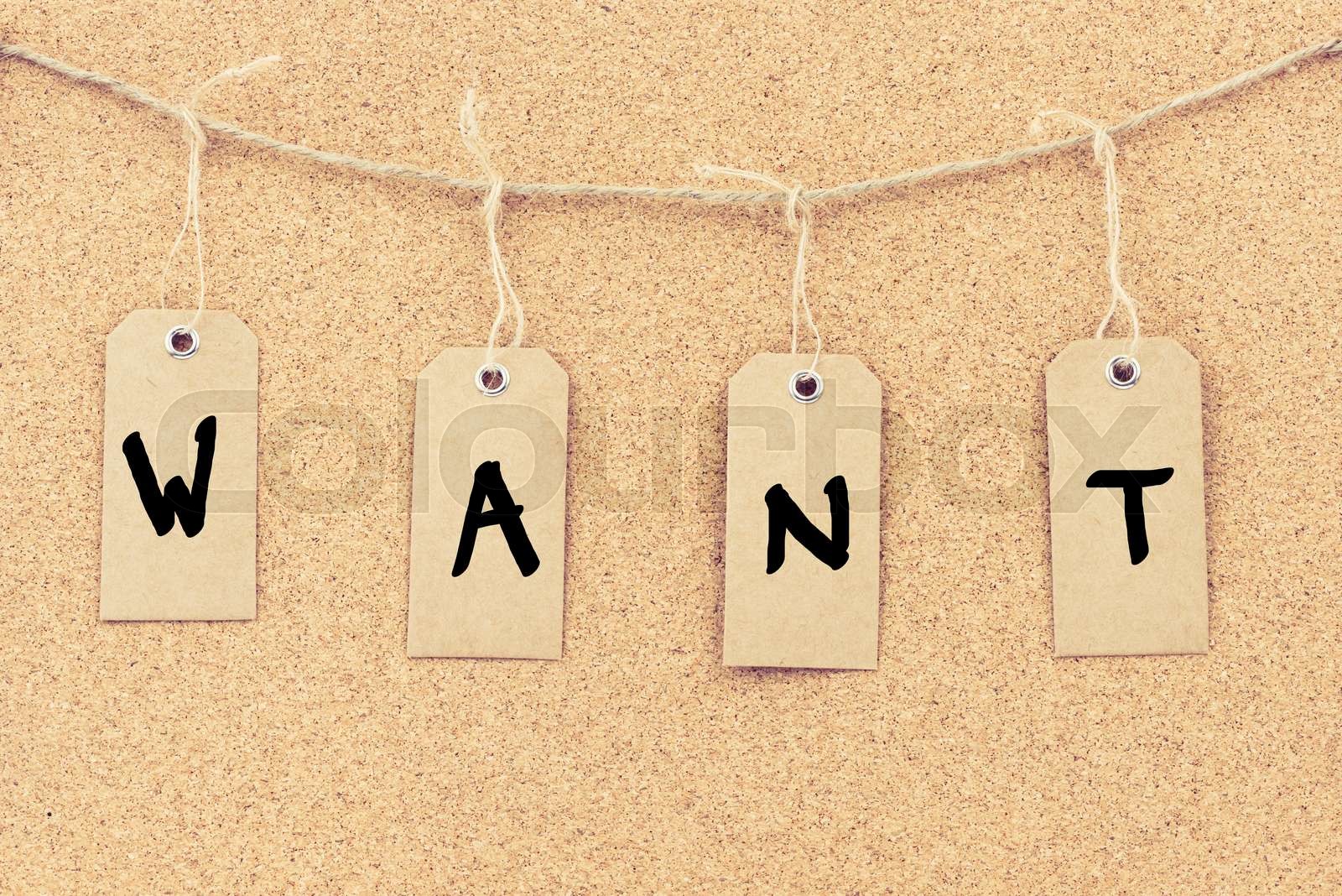 Vintage grunge tags with word WANT | Stock image | Colourbox