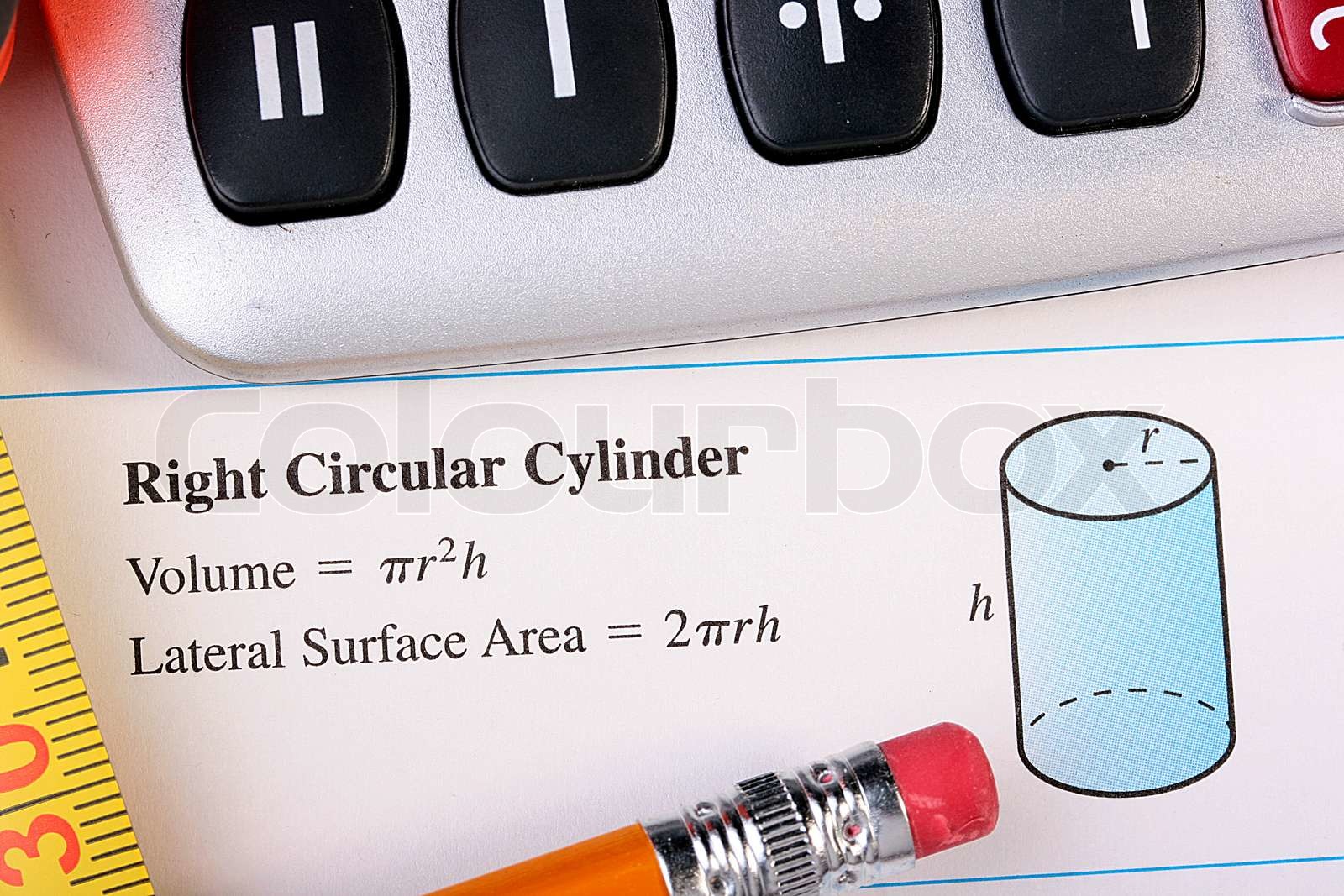 Drawing of the correct cylinder with accessories of mathematical ...