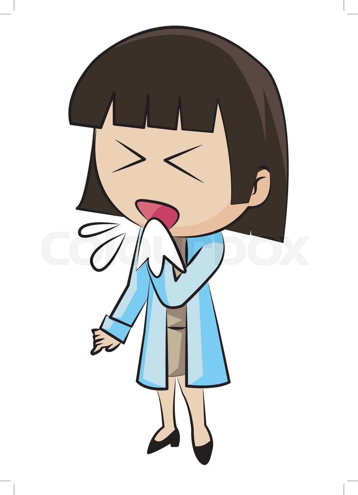 Sneezing woman character | Stock vector | Colourbox