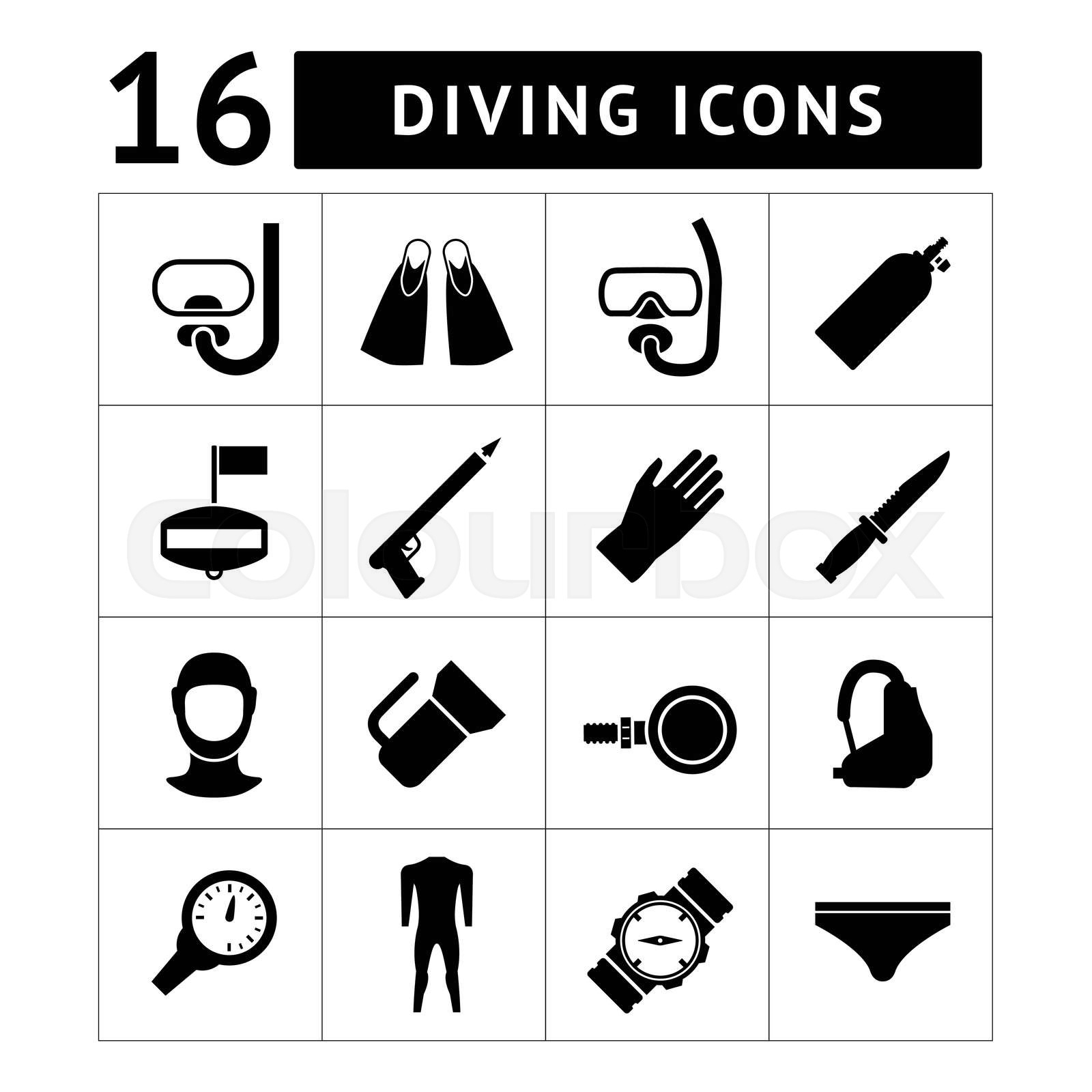 Set icons of diving | Stock vector | Colourbox