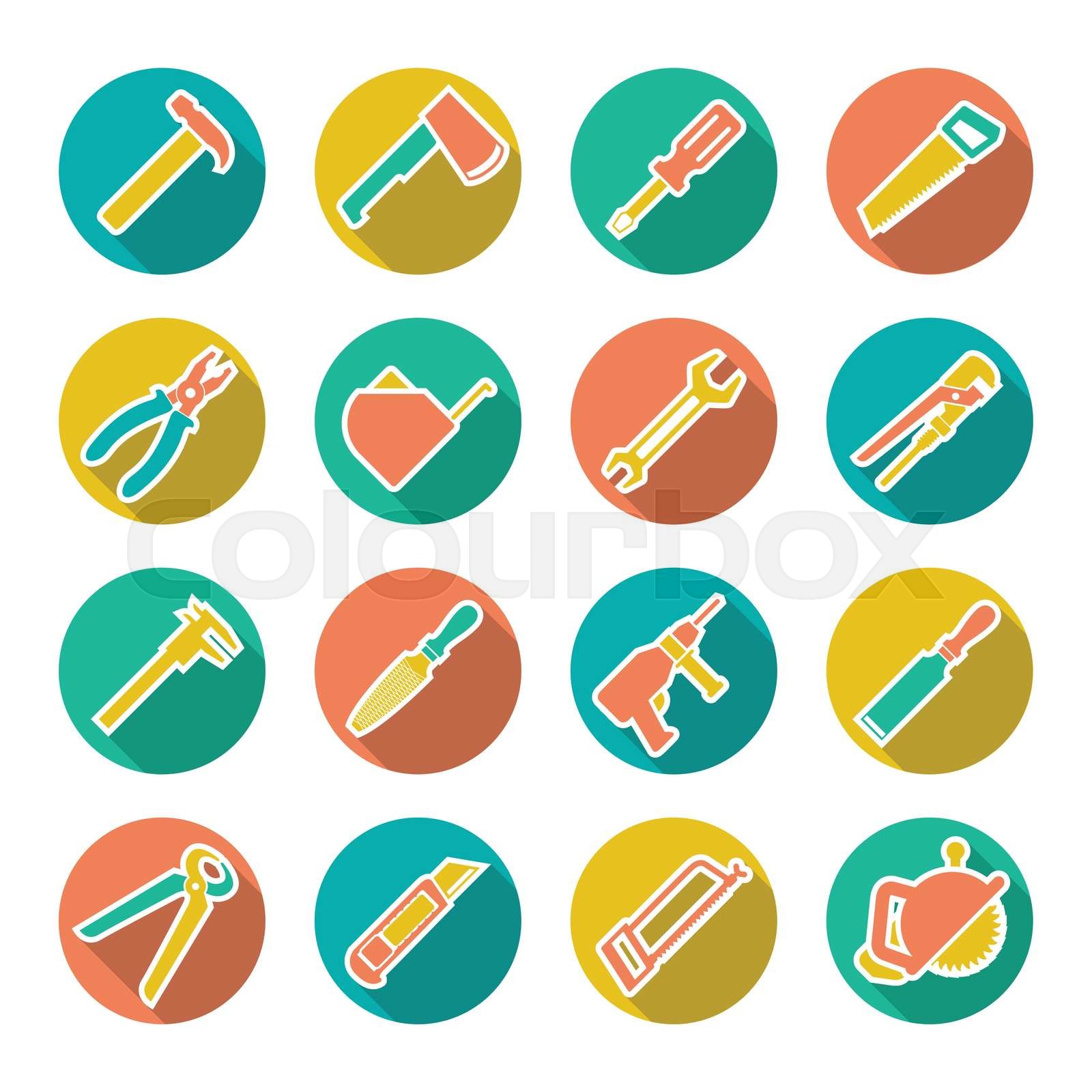 Set flat icons of tools for repair and building | Stock vector | Colourbox