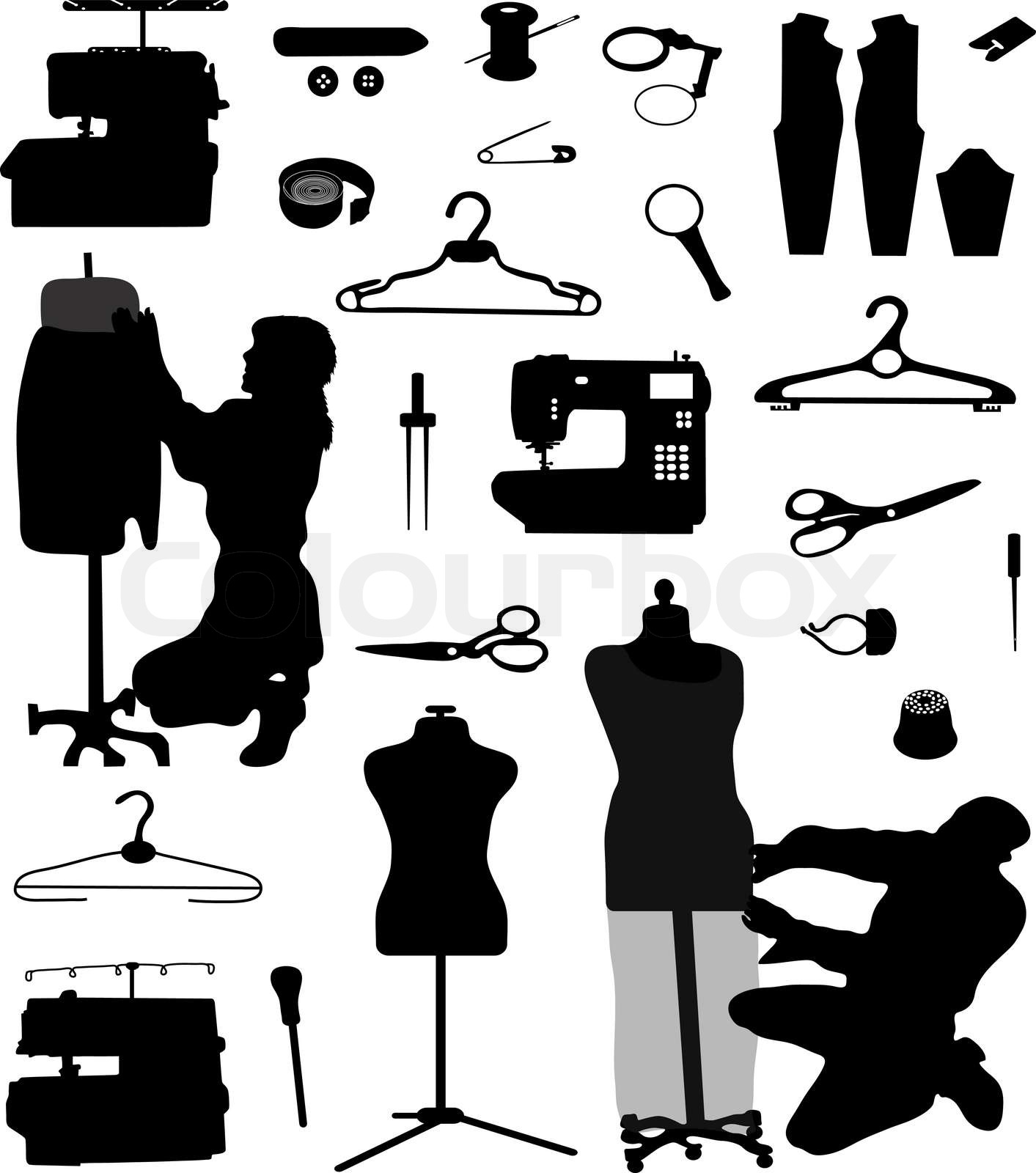 Collection of silhouettes of men and women tailors | Stock vector ...