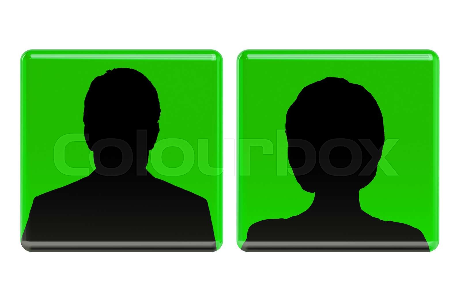 User green avatar icons, women and man | Stock image | Colourbox