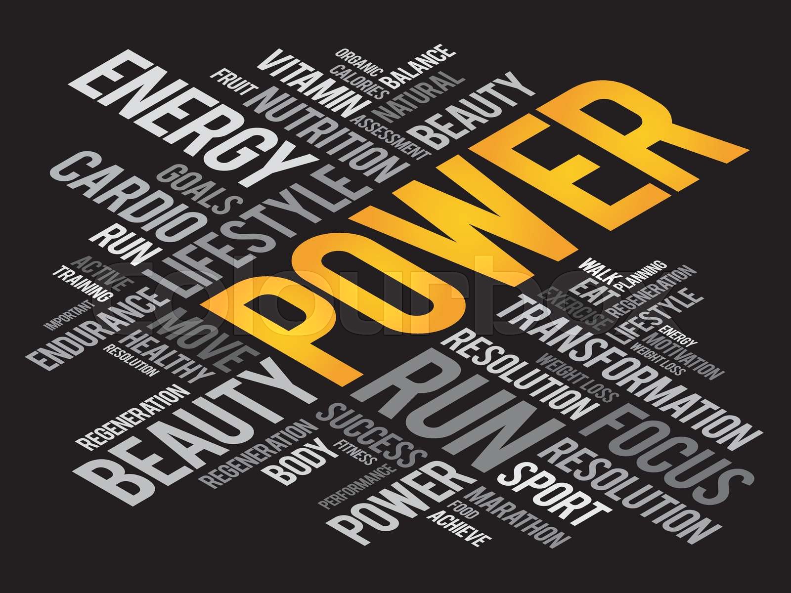 POWER word cloud, fitness | Stock vector | Colourbox