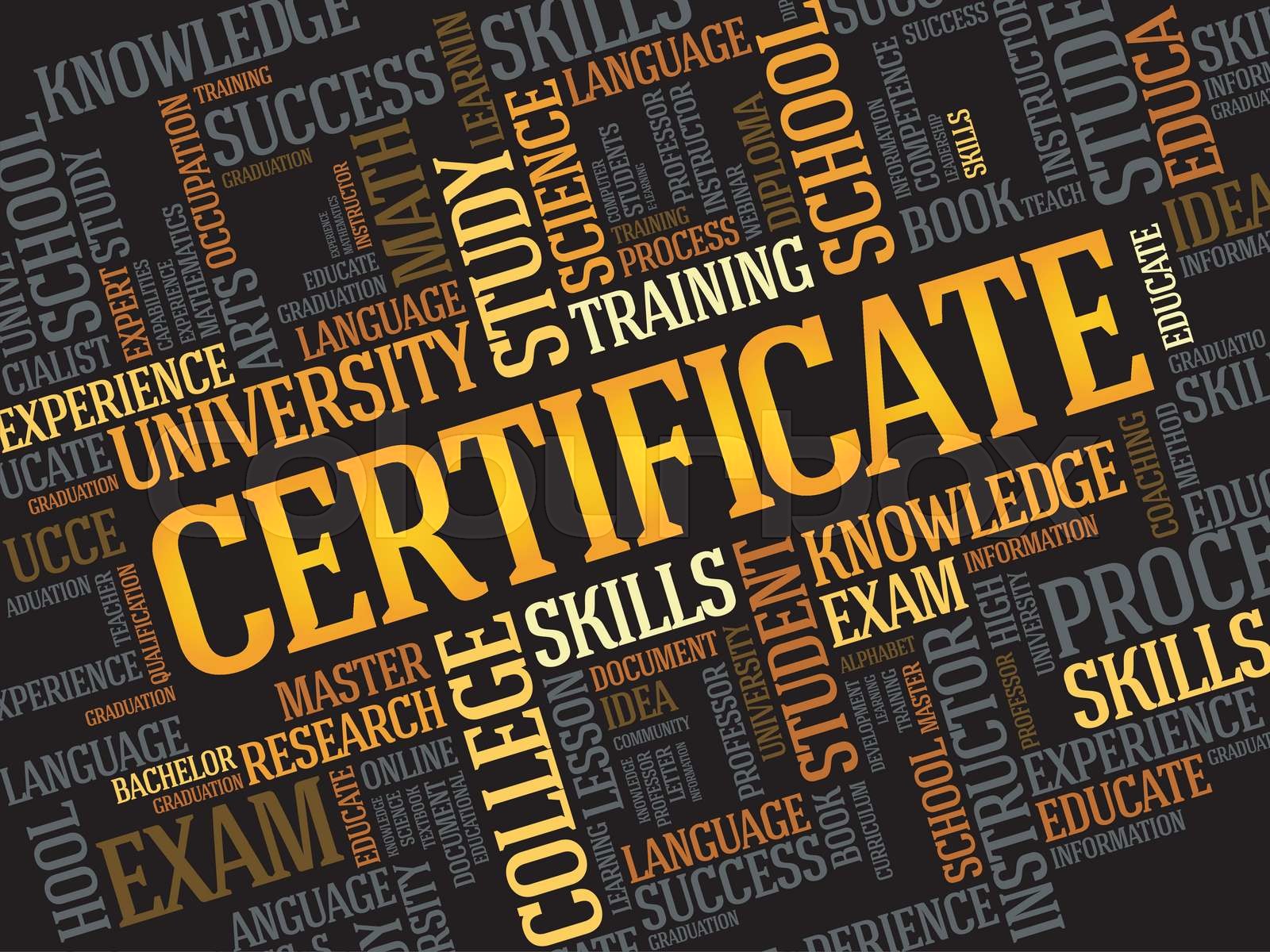 CERTIFICATE word cloud | Stock vector | Colourbox