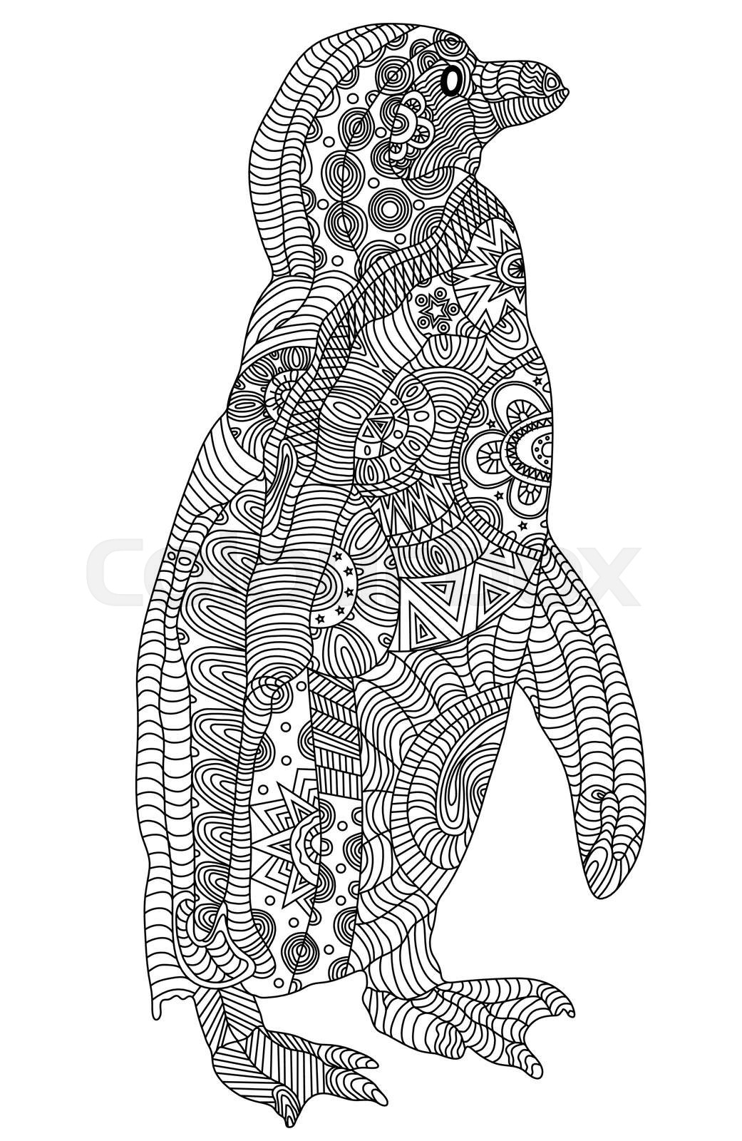 Zentangle stylized black penguin. | Stock vector | Colourbox
