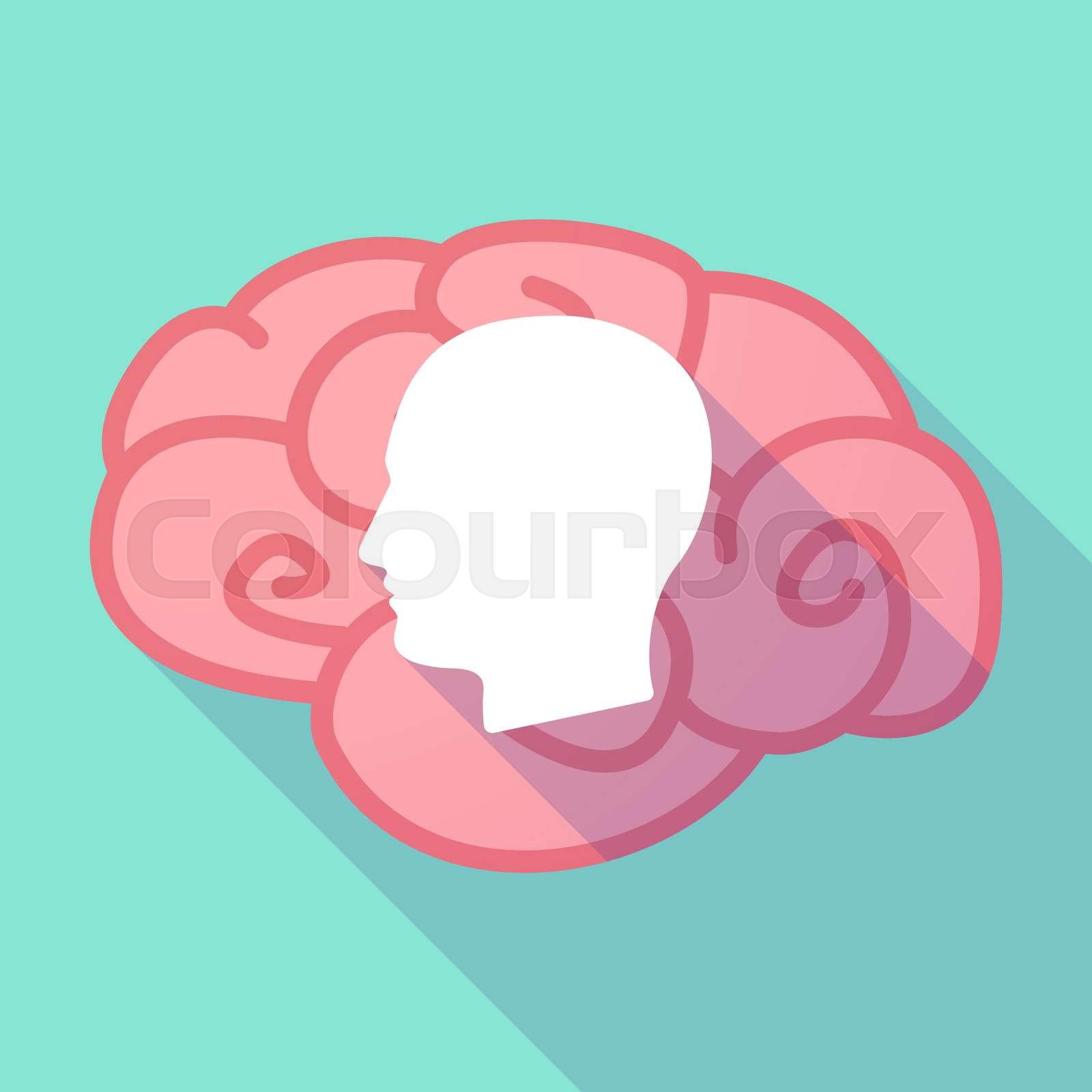Long shadow brain with a male head | Stock vector | Colourbox