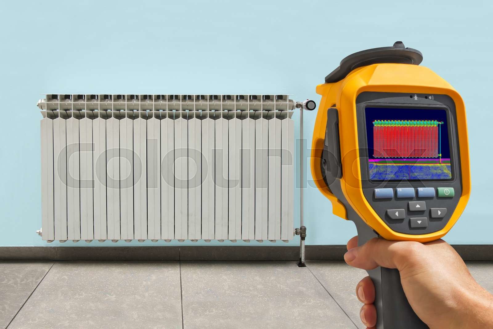 Recording Radiator Heater with Infrared Thermal Camera | Stock image ...