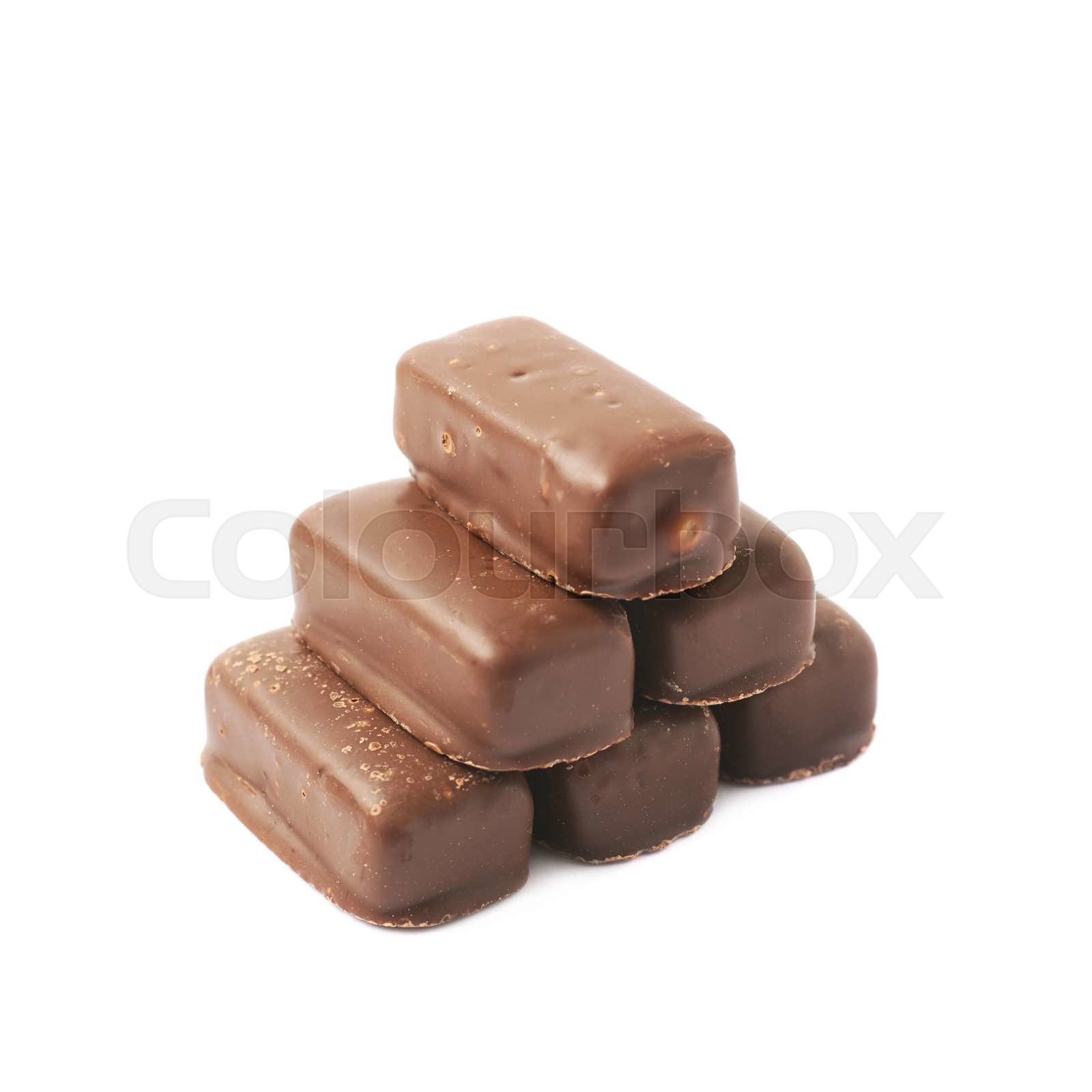 Chocolate coated candy bar isolated | Stock image | Colourbox