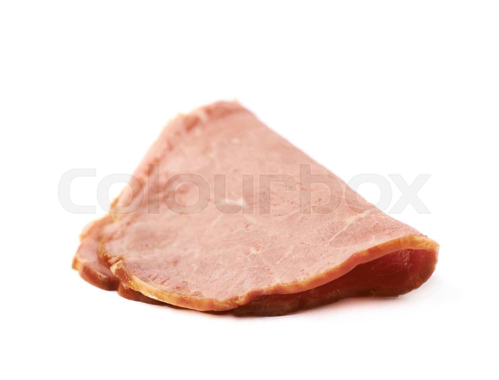 Single slice of ham isolated | Stock image | Colourbox