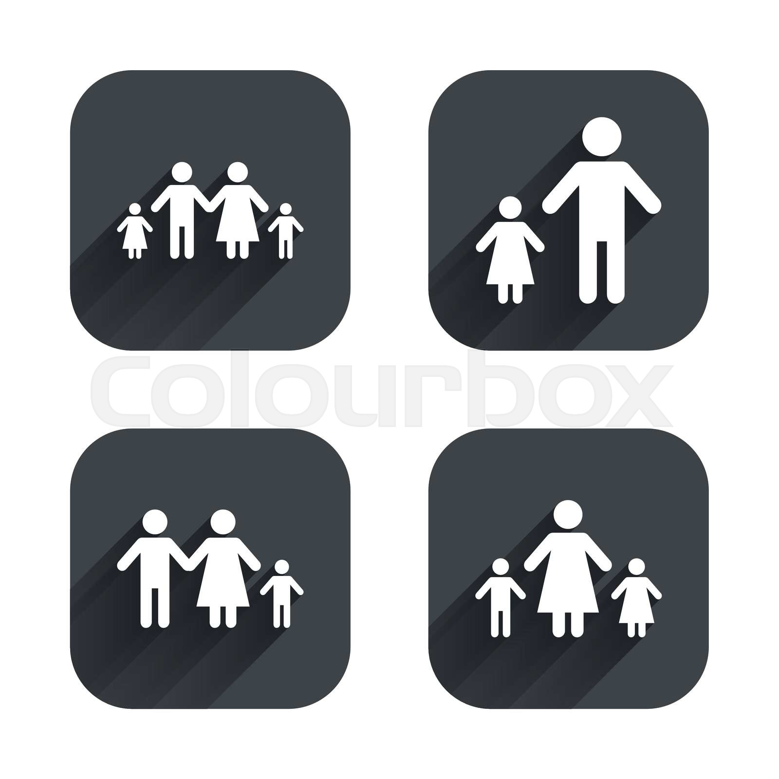 Family with two children sign. Parents and kids. | Stock vector | Colourbox
