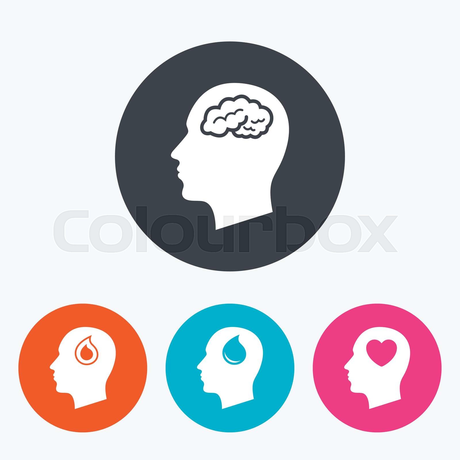 Head with brain icon. Male human symbols. | Stock vector | Colourbox