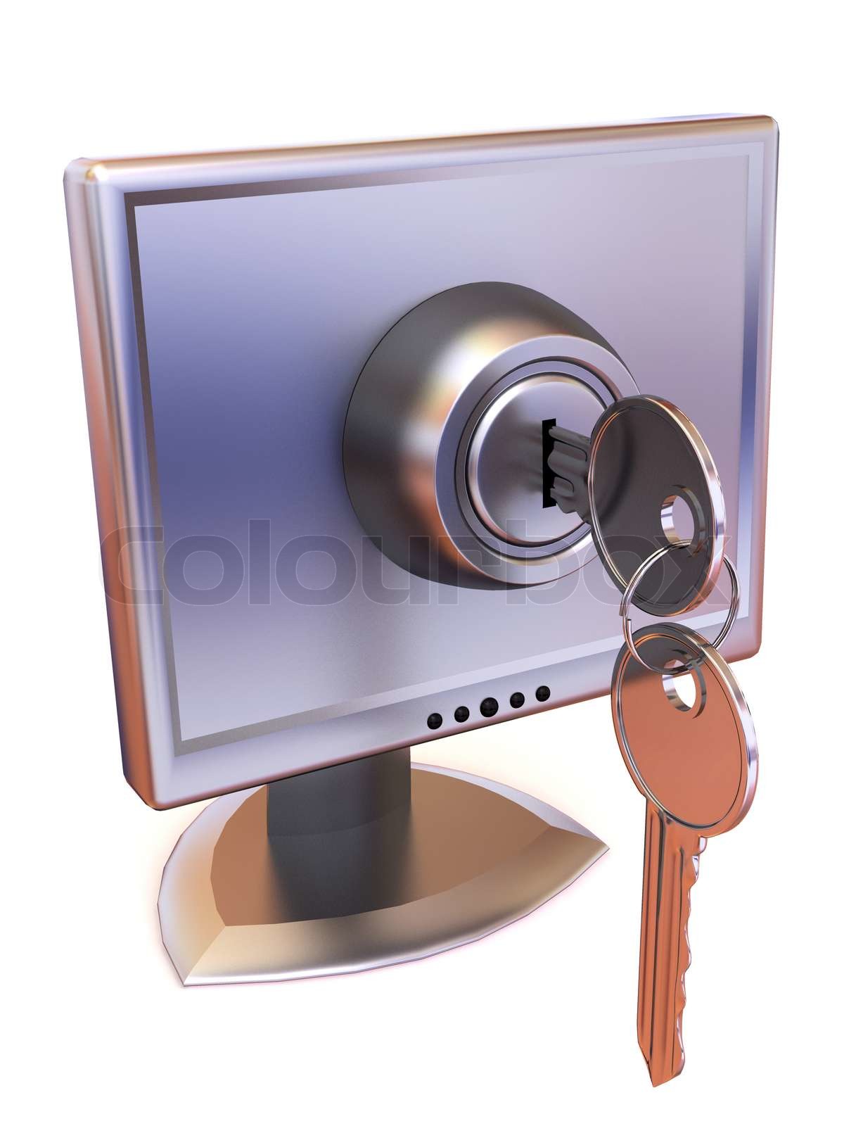 Monitors with keys. 3d | Stock image | Colourbox