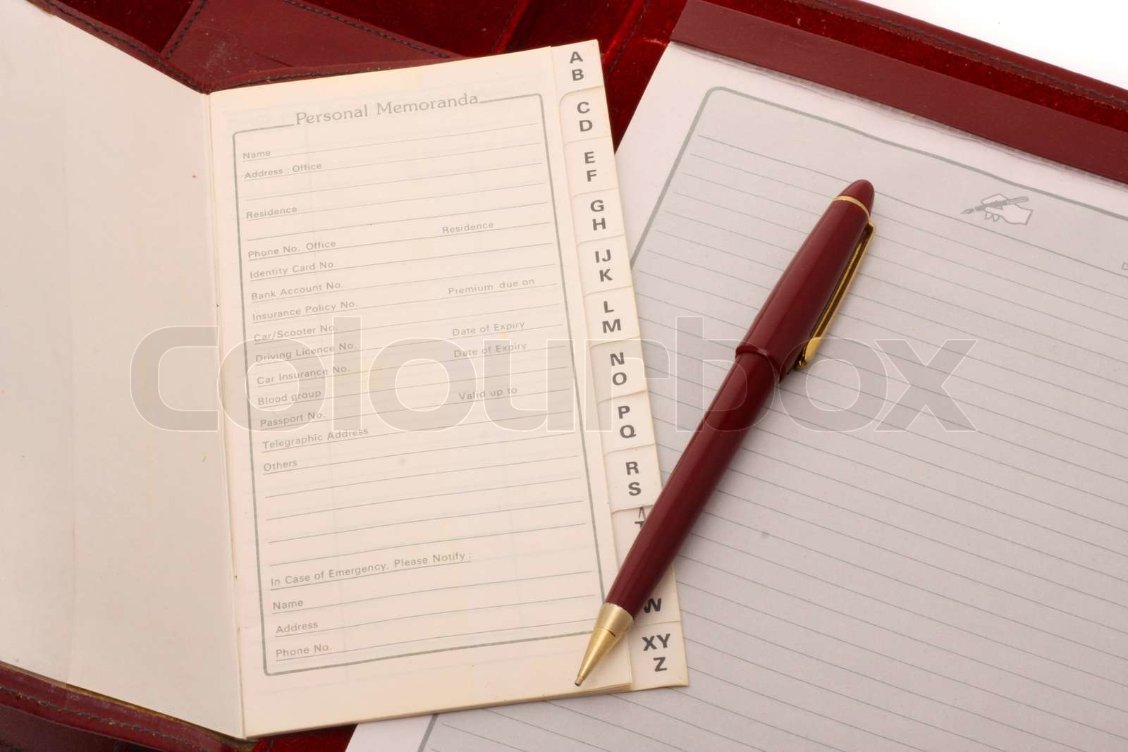 Personal Memoranda with Pen | Stock image | Colourbox
