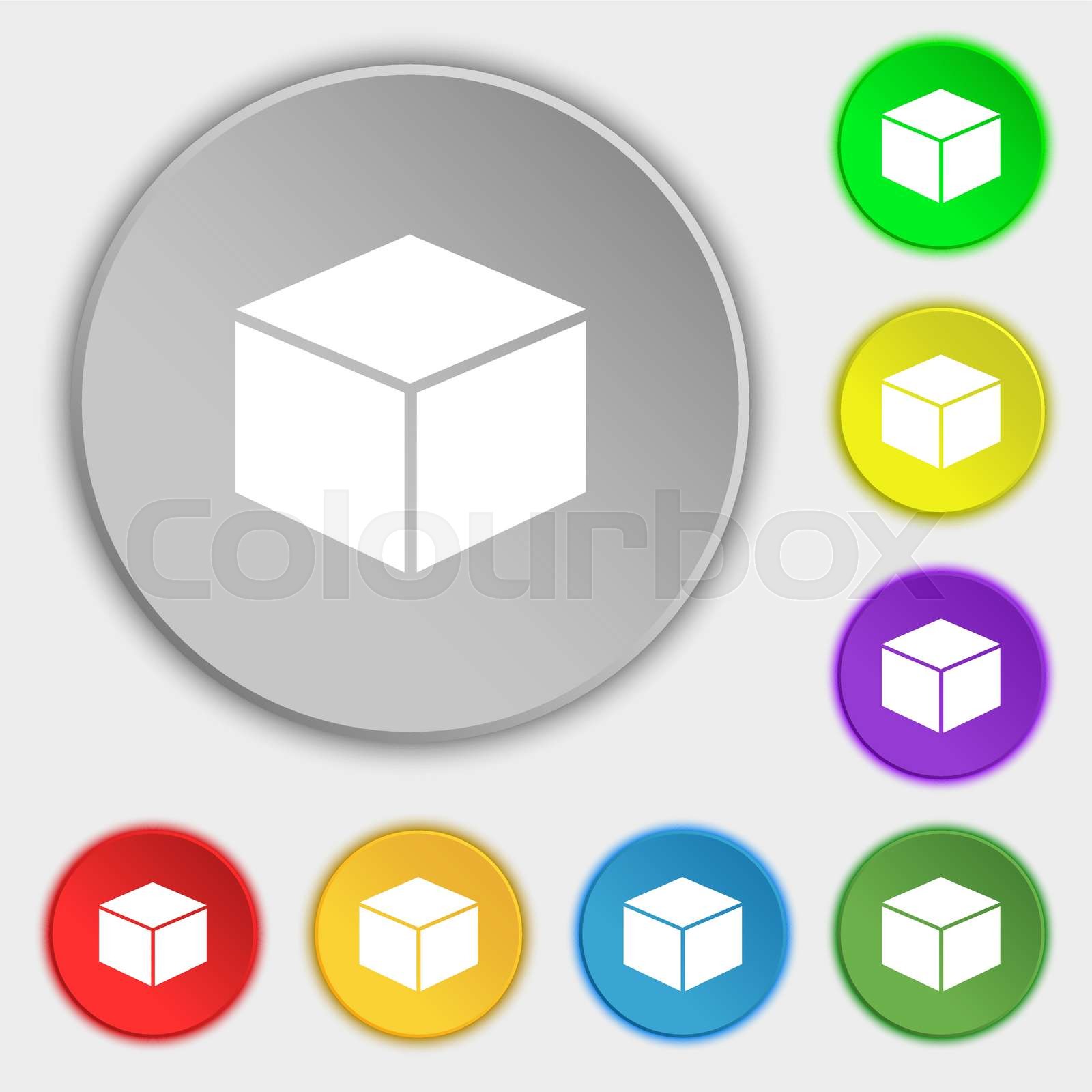 cube icon sign. Symbol on eight flat buttons. Vector | Stock vector ...