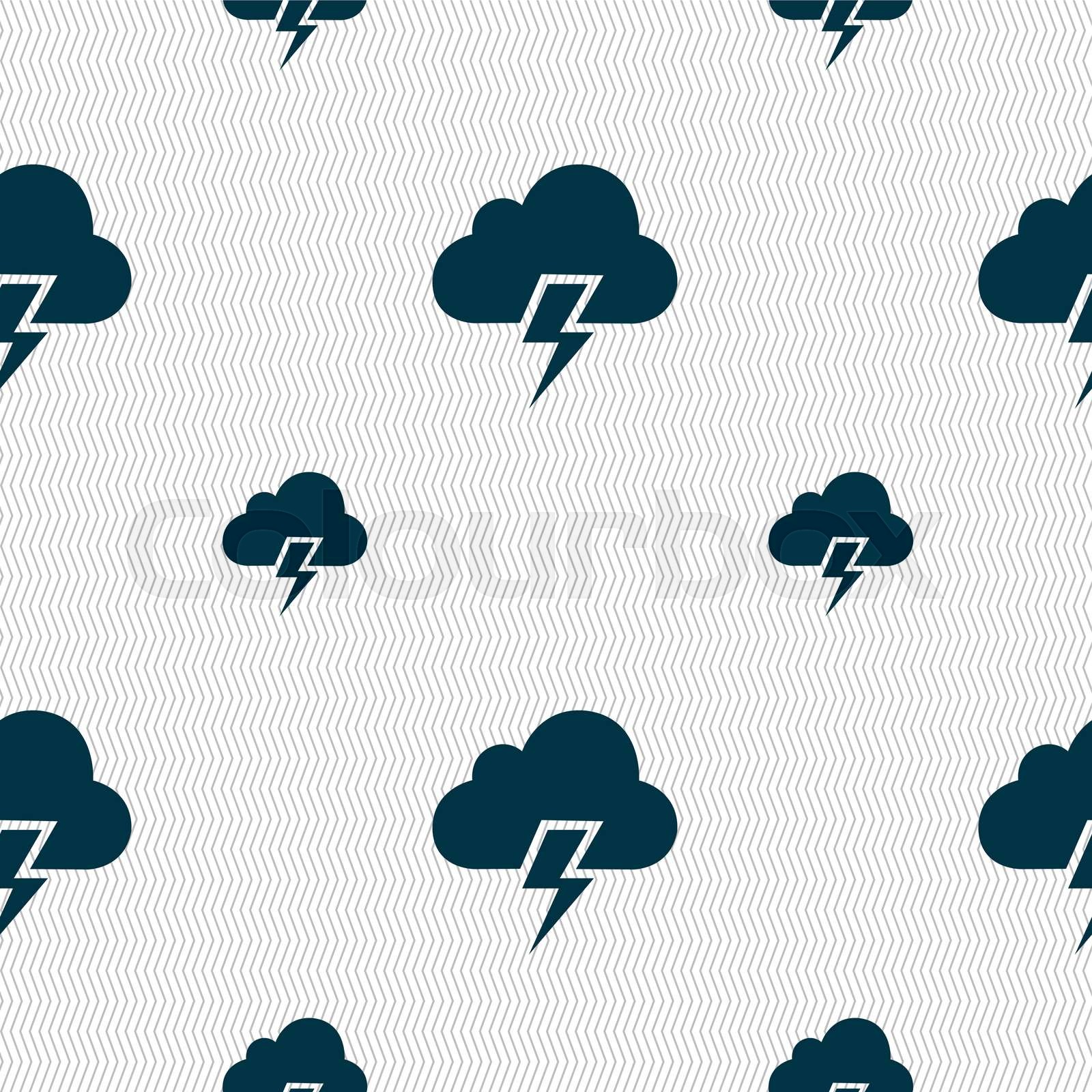 Heavy thunderstorm icon sign. Seamless pattern with geometric texture ...