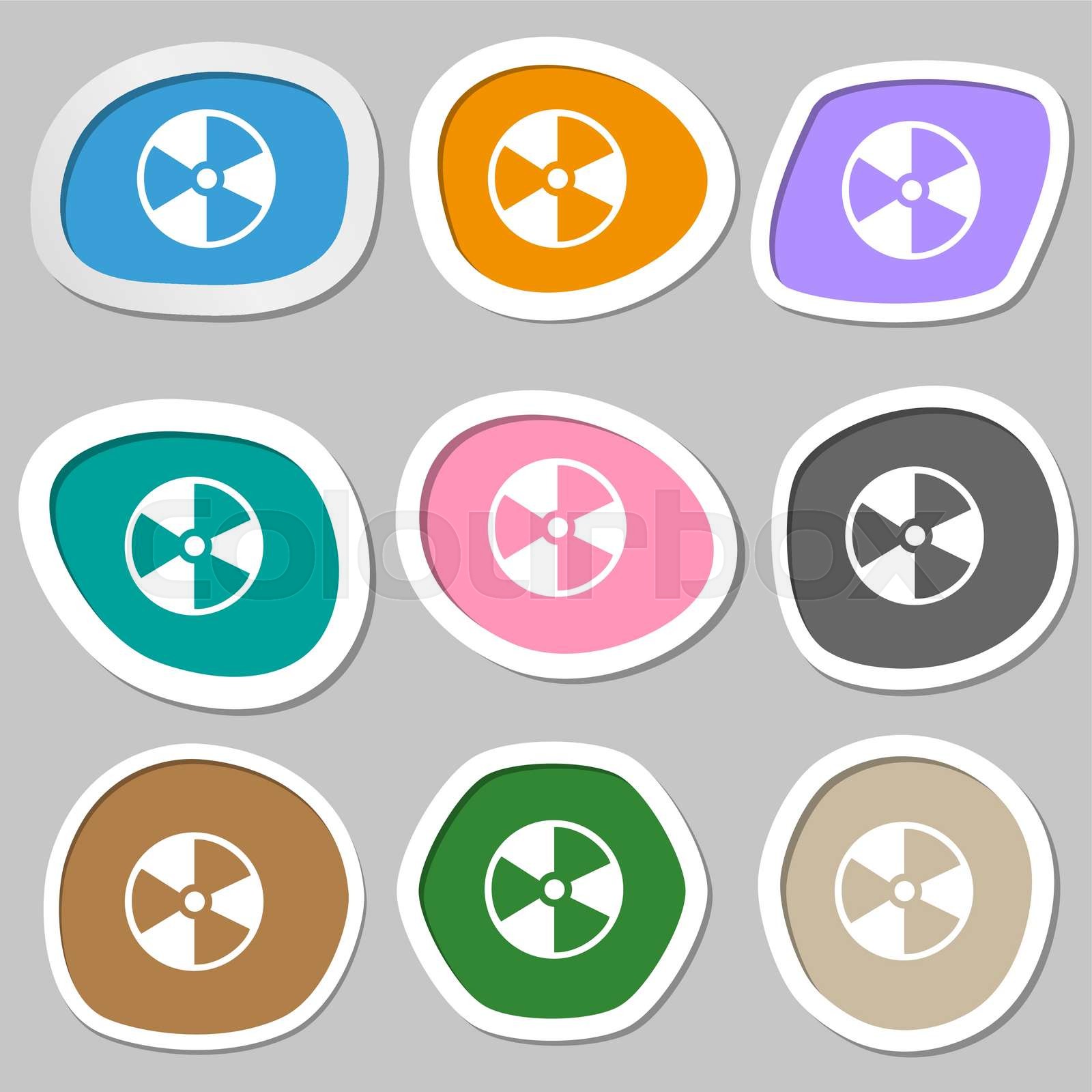 radioactive symbols. Multicolored paper stickers. Vector | Stock vector ...
