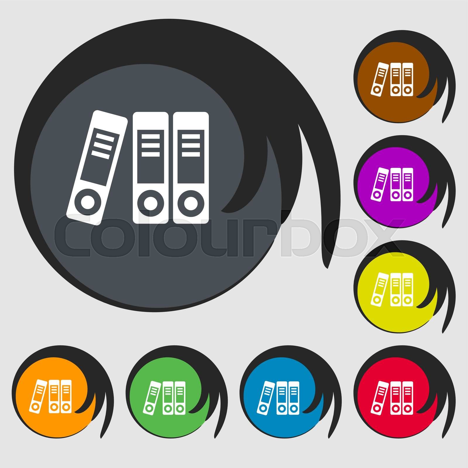 binders icon. Symbols on eight colored buttons. Vector | Stock vector ...