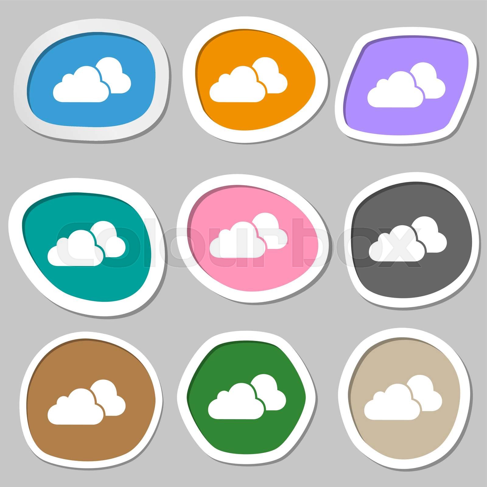 clouds symbols. Multicolored paper stickers. Vector | Stock vector ...