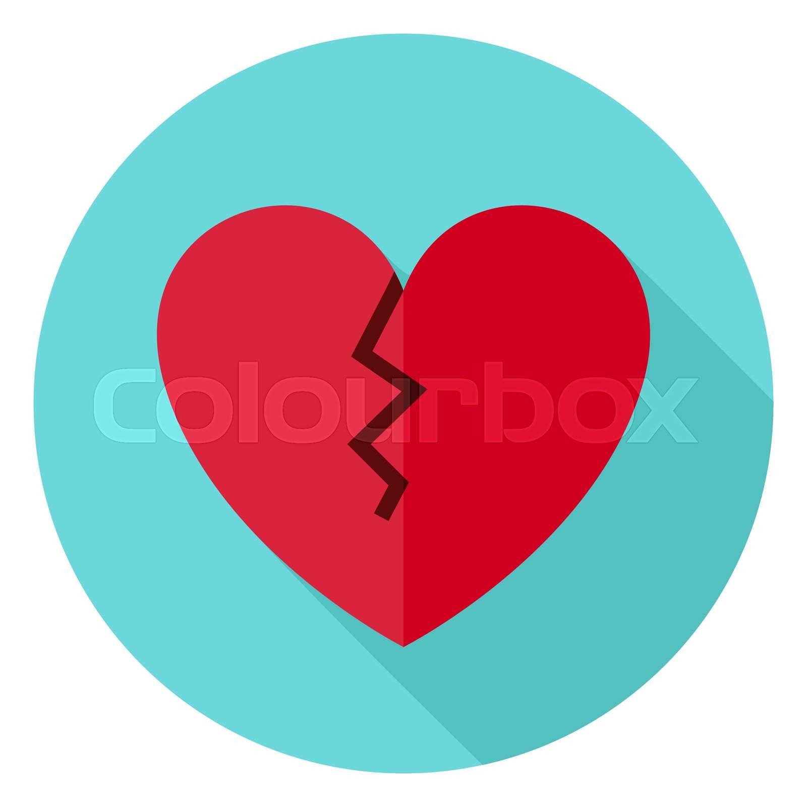 Broken Heart Circle Icon with long Shadow | Stock vector | Colourbox