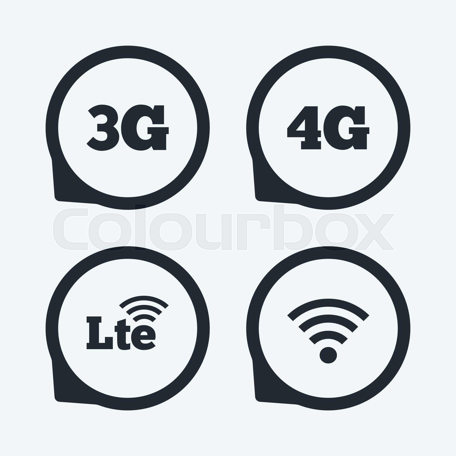 Mobile telecommunications icons. 3G, 4G and LTE. | Stock vector | Colourbox