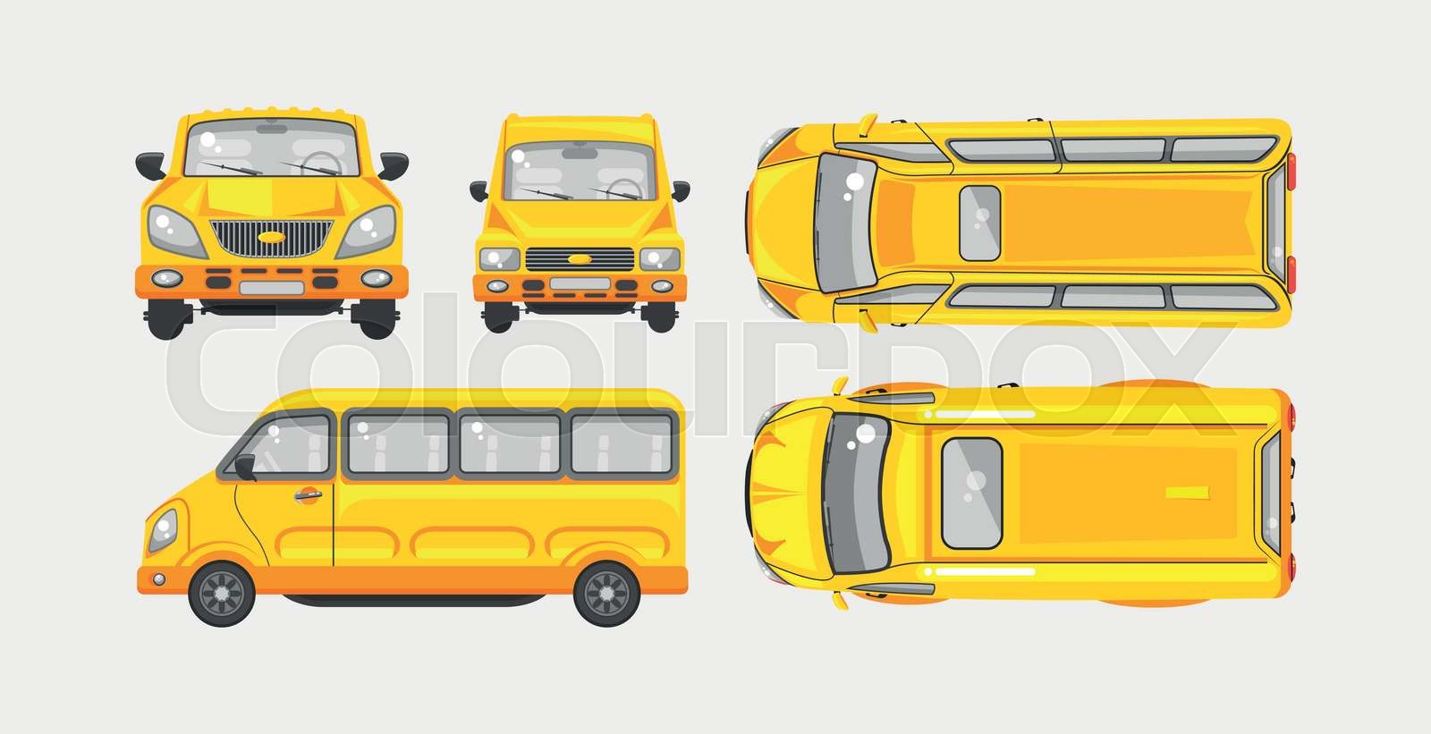 Minibus top, front, side view | Stock vector | Colourbox