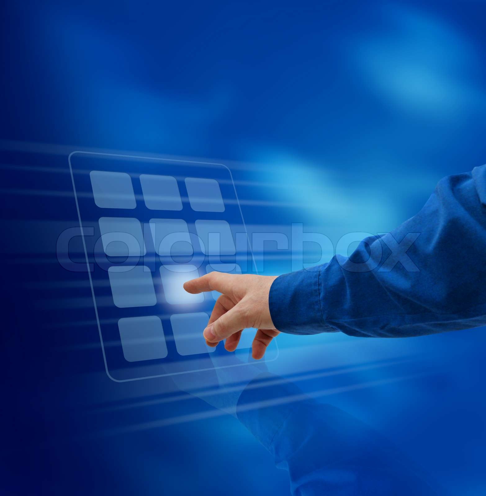 Hand selecting and pushing button | Stock image | Colourbox