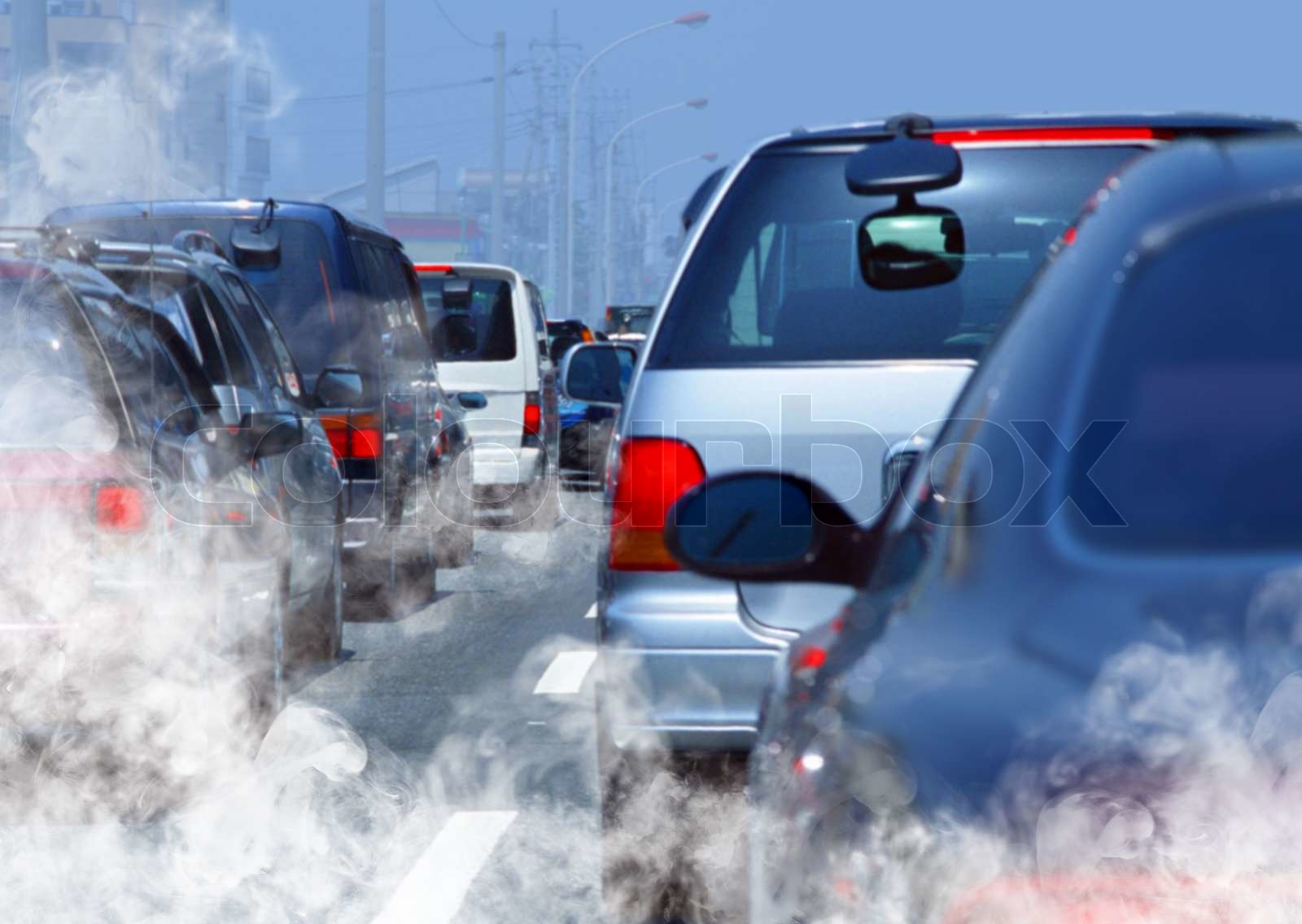 pollution of environment by combustible gas of a car | Stock image ...