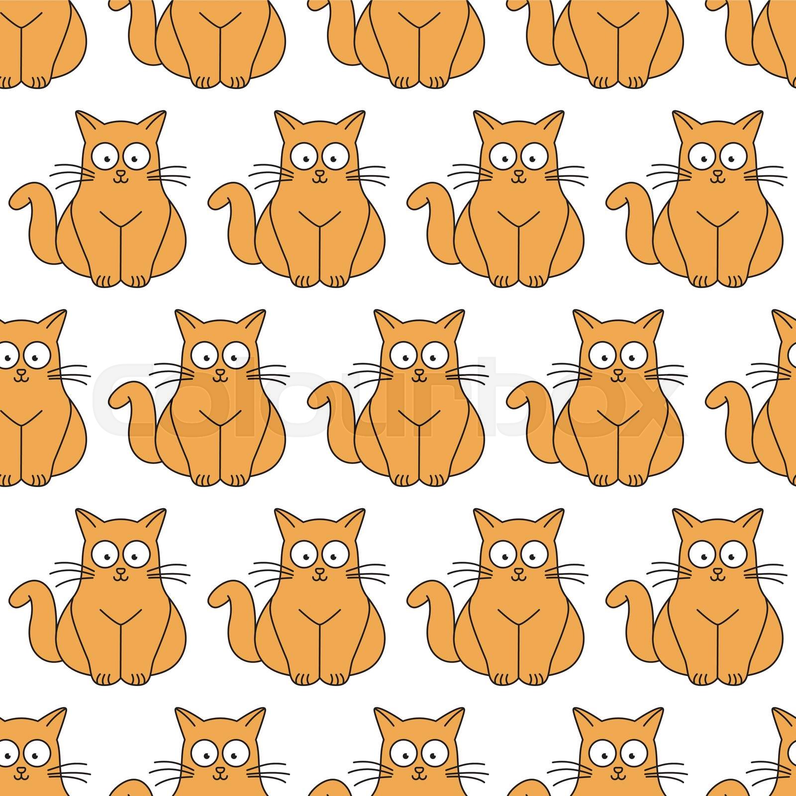 ginger cat seamless pattern | Stock vector | Colourbox