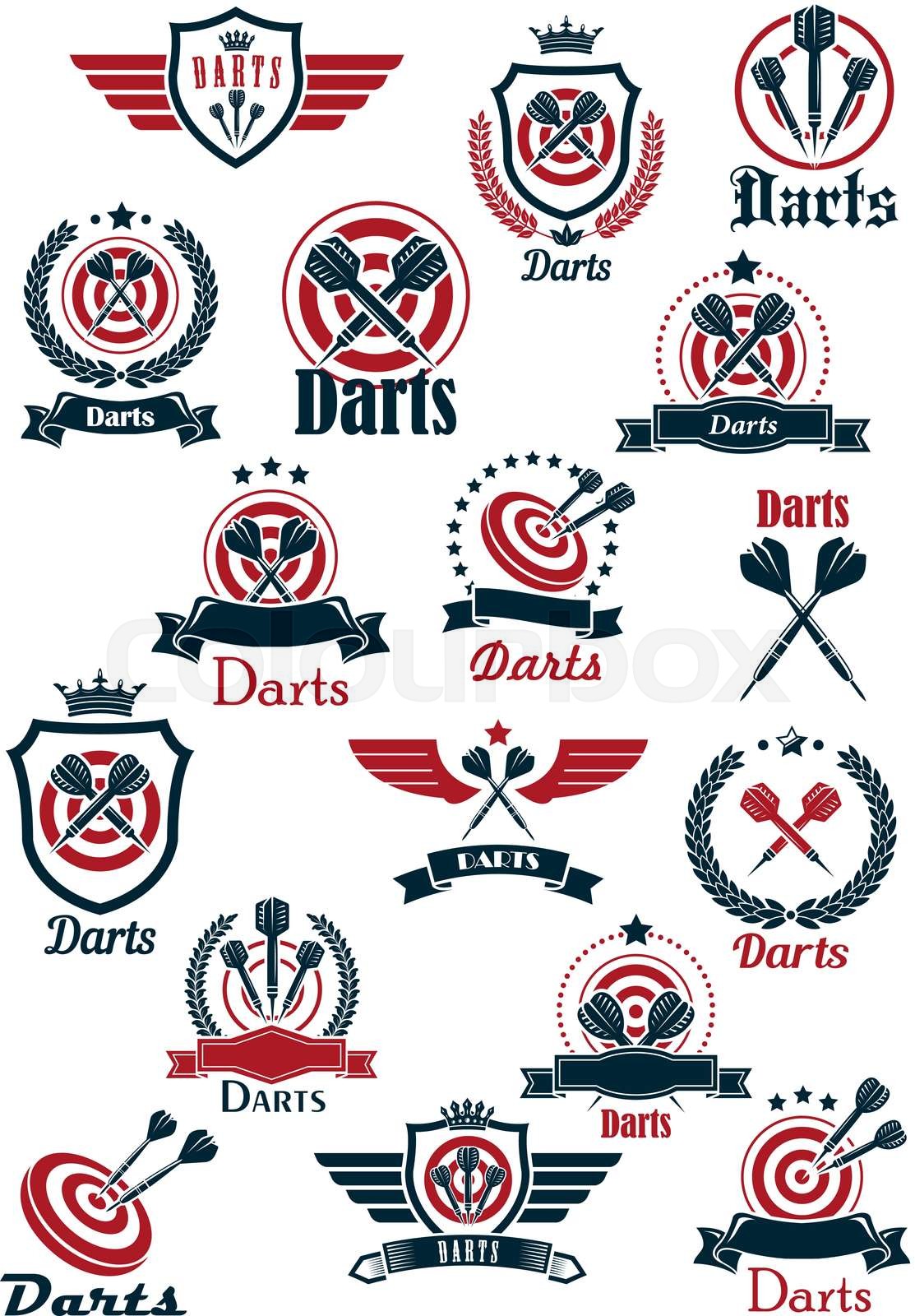 Sport darts game symbols and icons | Stock vector | Colourbox