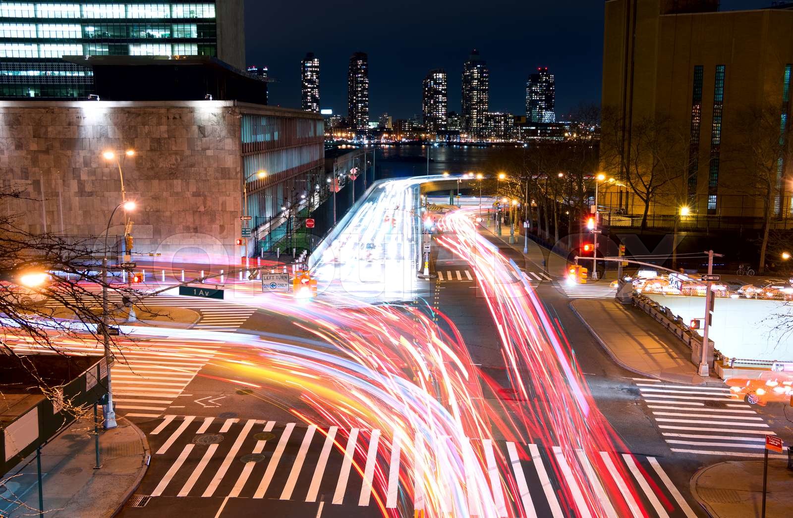 Traffic Intersection at Night | Stock image | Colourbox
