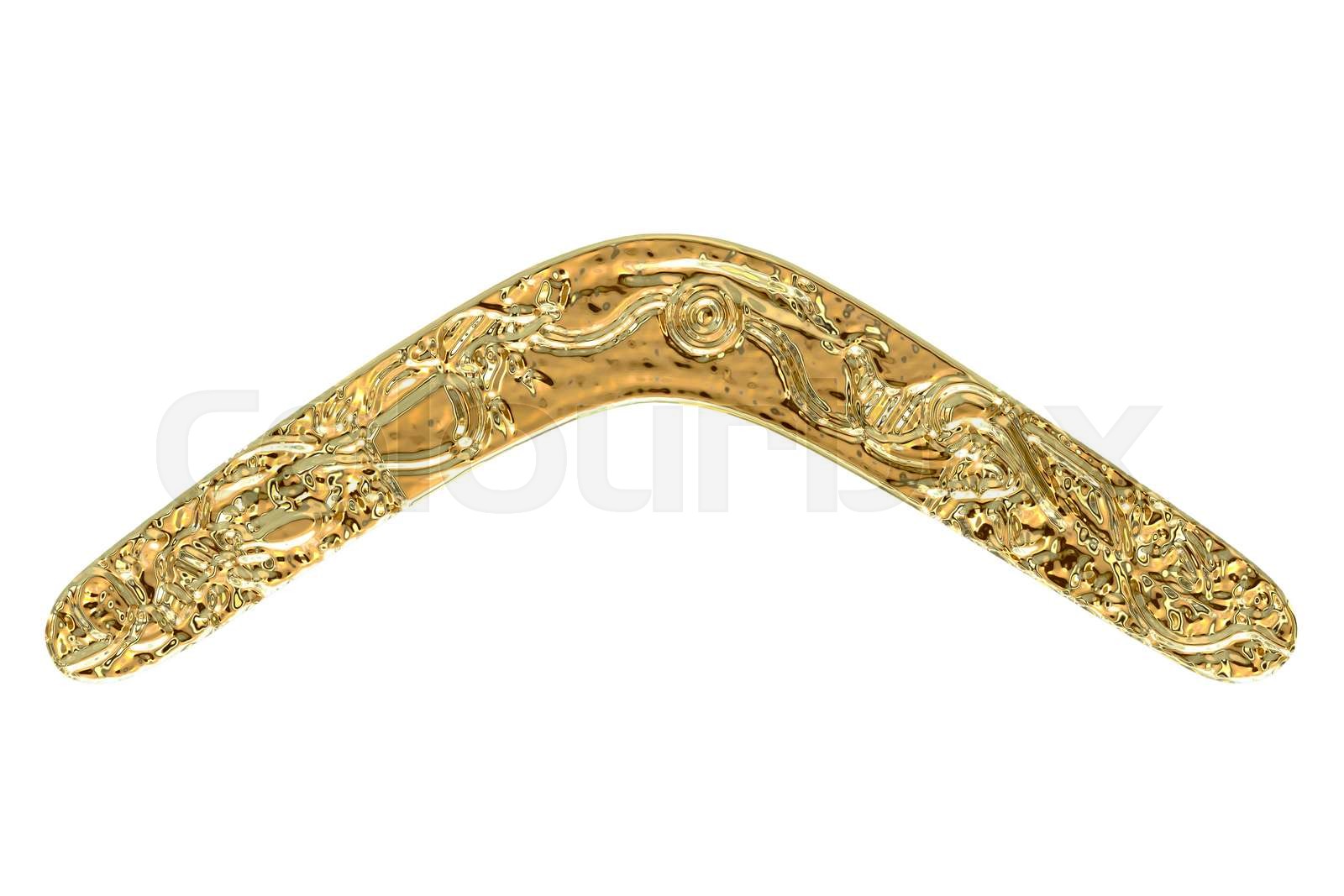 Golden boomerang isolated on white | Stock image | Colourbox