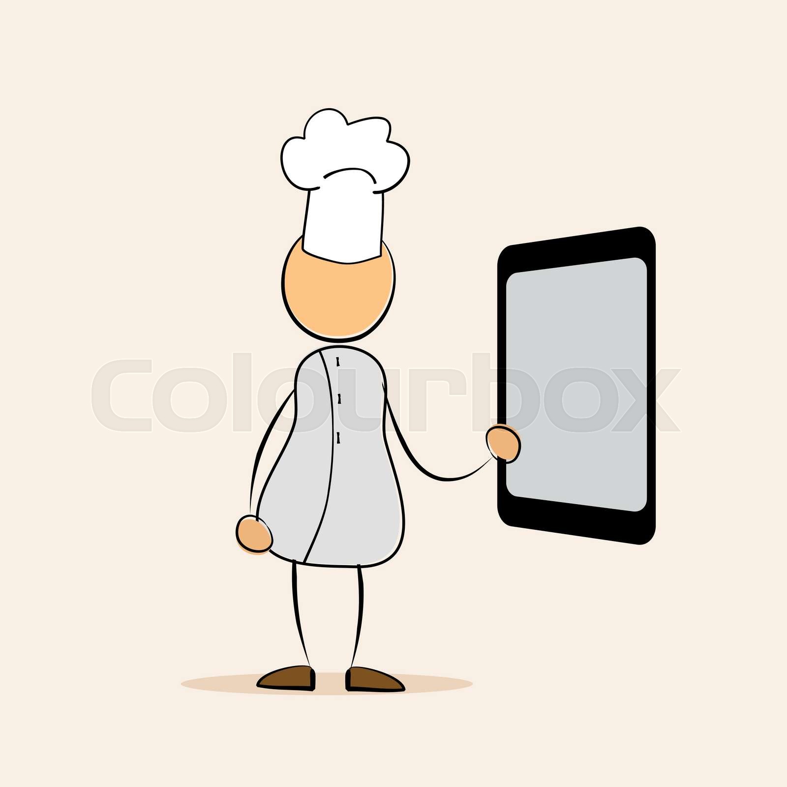 cartoon chef with menu tablet | Stock vector | Colourbox