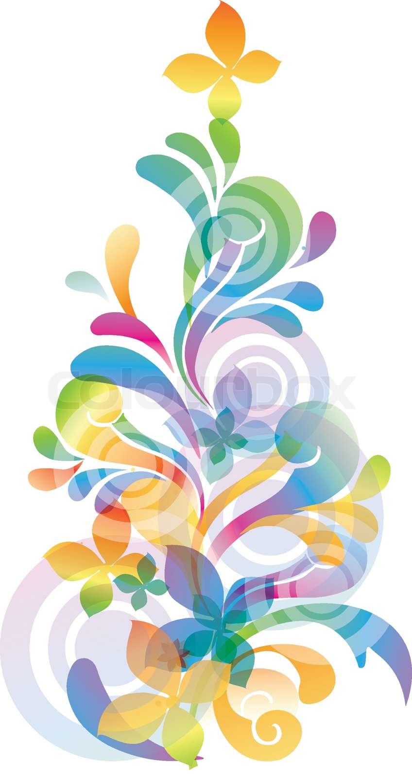 Vector rainbow colored background with flowers for design | Stock ...