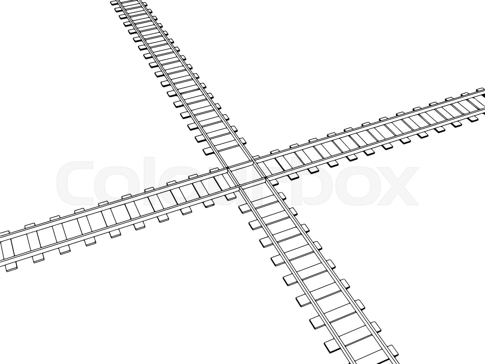 Vector 3d railway, railroad track silhouette | Stock vector | Colourbox