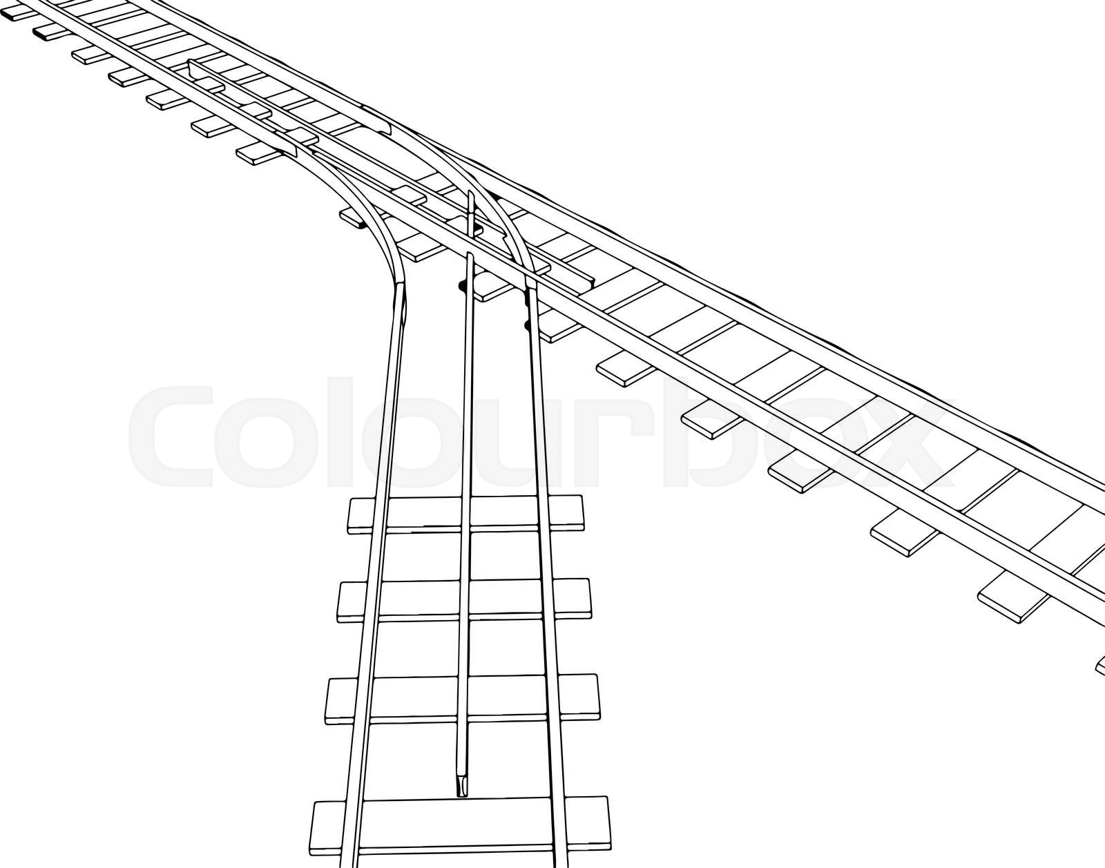 Vector 3d railway, railroad track silhouette | Stock vector | Colourbox