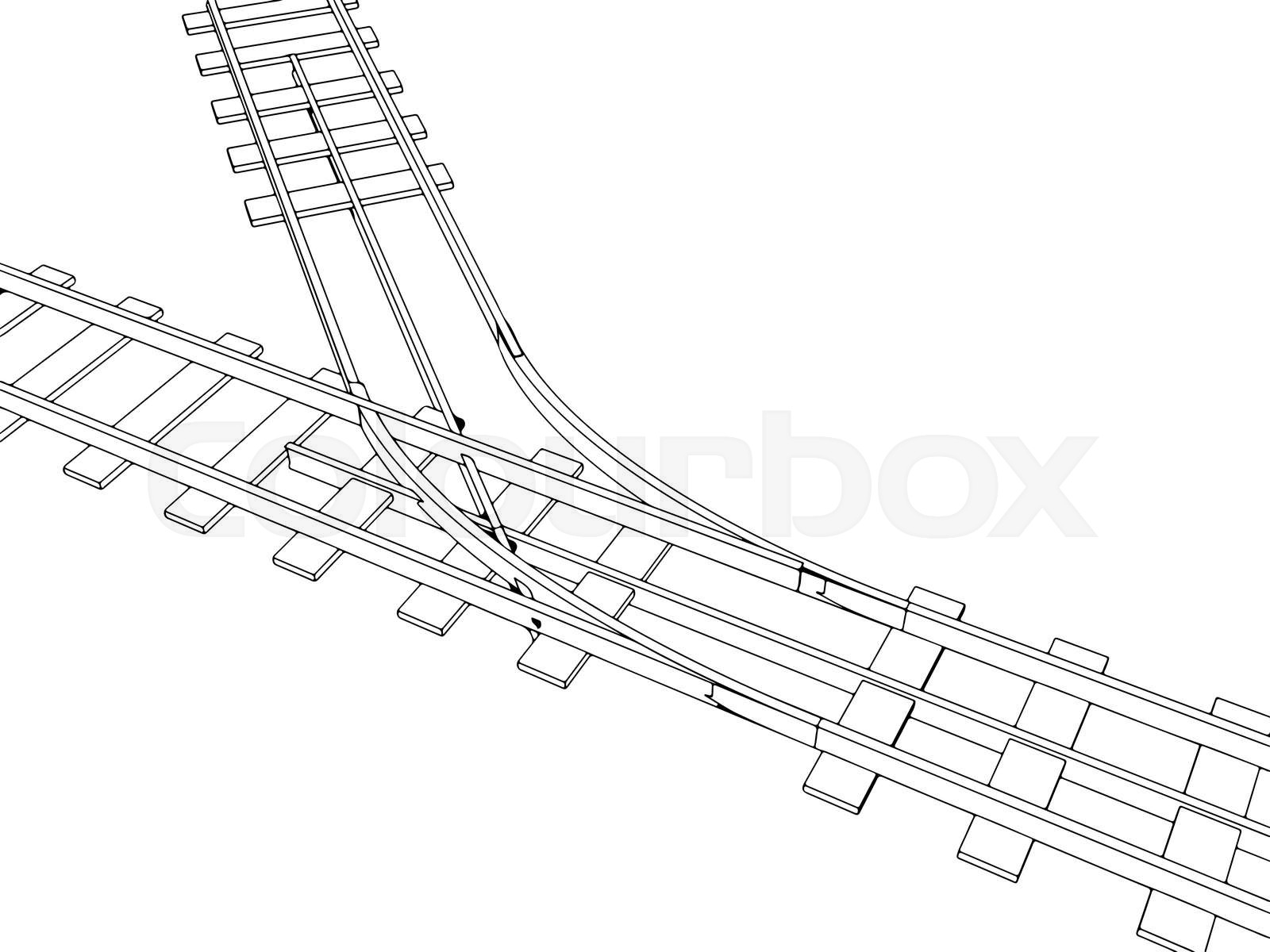 Vector 3d railway, railroad track silhouette | Stock vector | Colourbox
