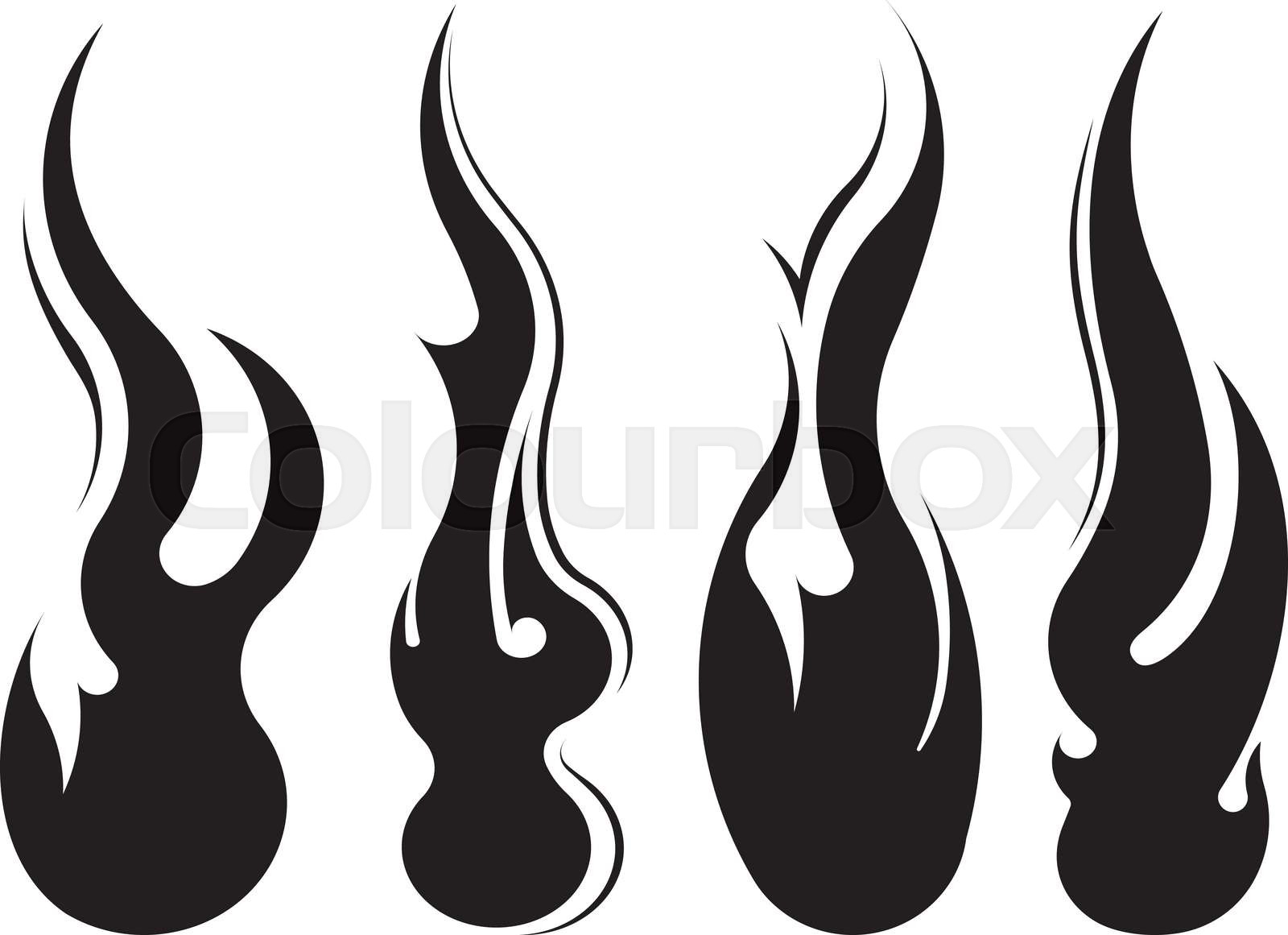 Set of 4 black fires for design or tattoo | Stock vector | Colourbox