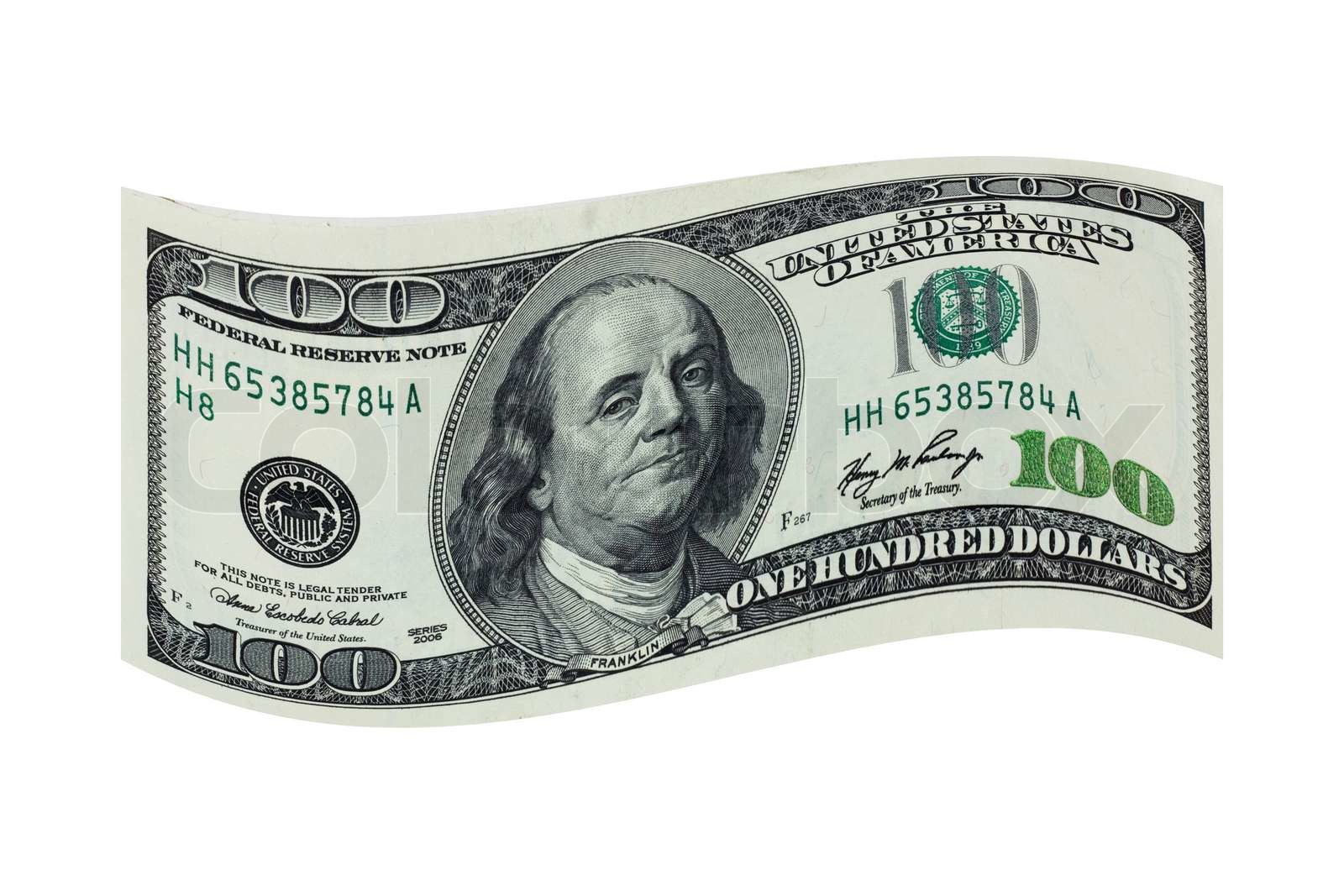 hundred dollar seddel , isoleret på hvidt med fritlægning . | Stock foto | Colourbox