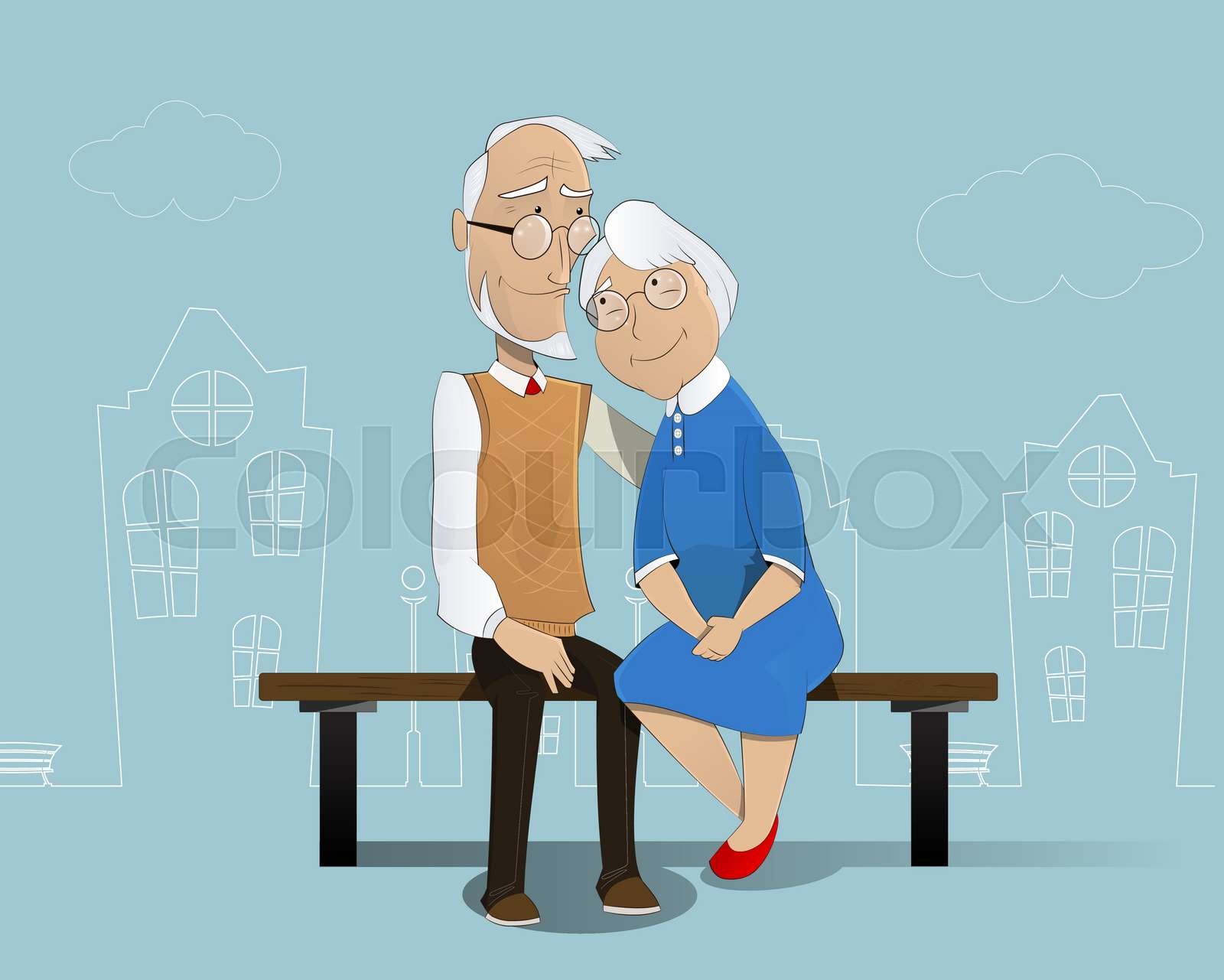 Happy senior couple. Cartoon | Stock vector | Colourbox